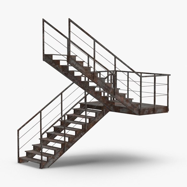 3D model industrial-staircases-c-shaped-dirty - TurboSquid 1246426