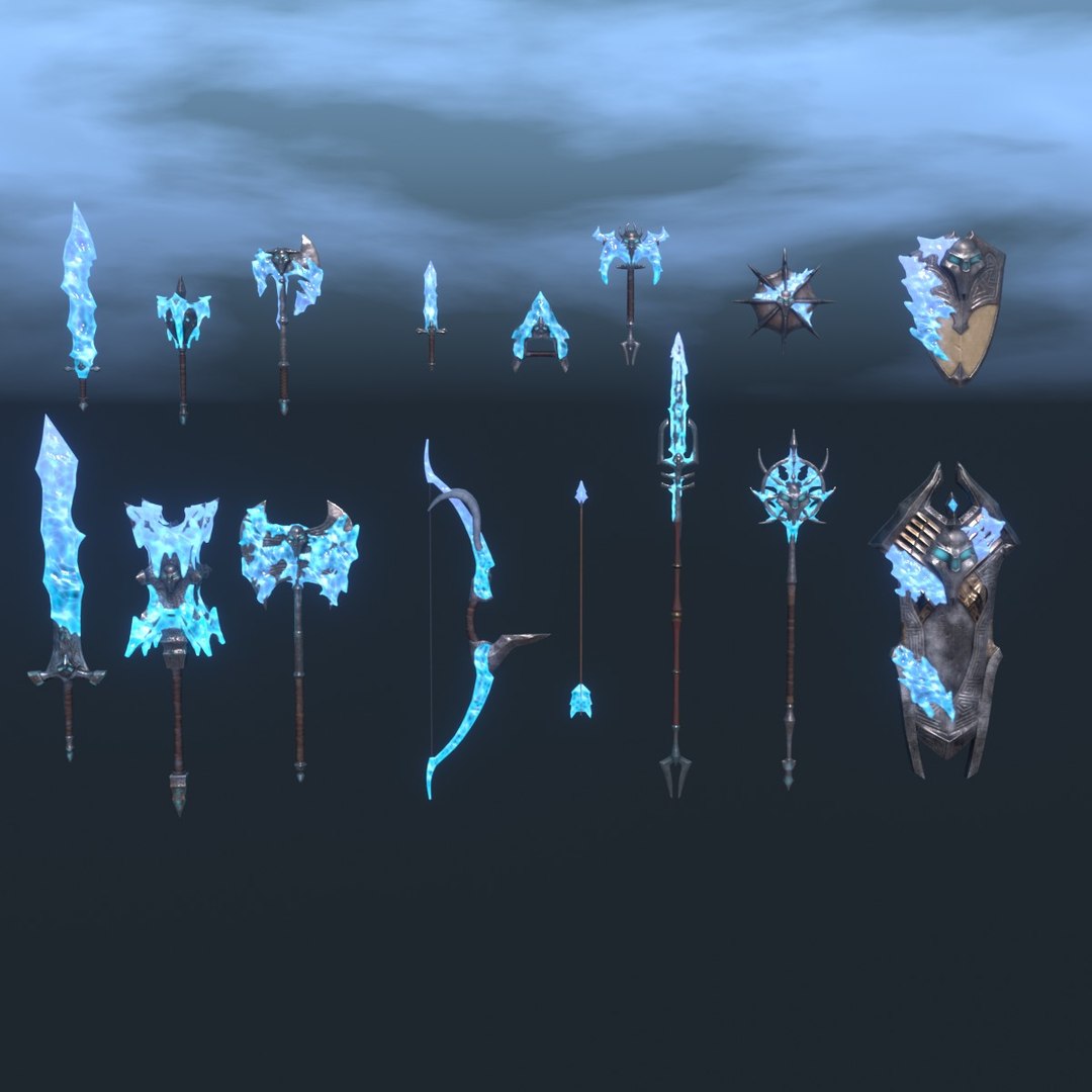 Fantasy Ice Weapon Set 3D - TurboSquid 1940168