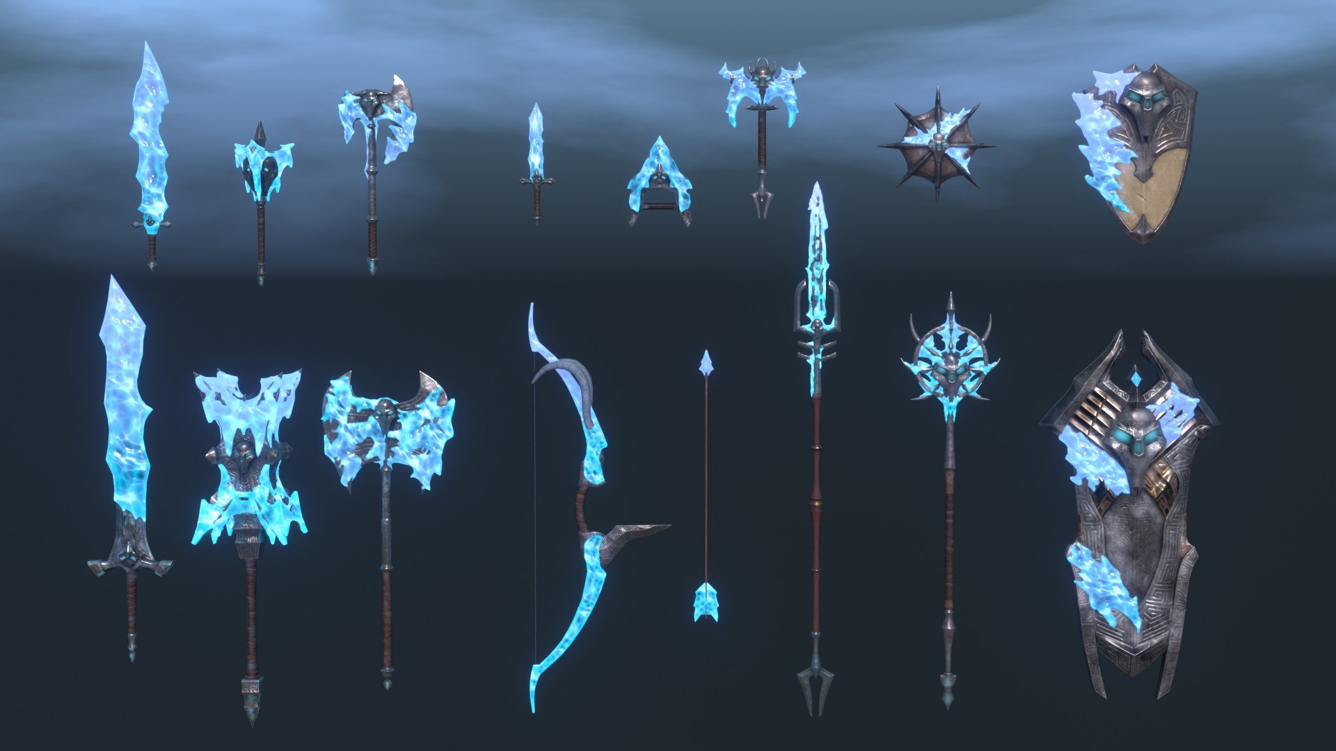 Fantasy Ice Weapon Set 3D - TurboSquid 1940168