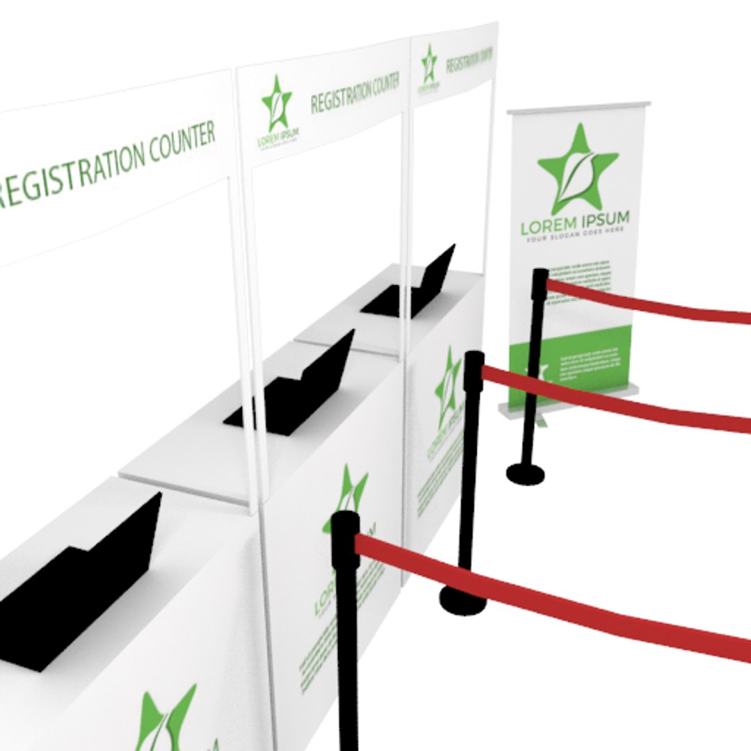Registration Counter Banner Stand 3D Model - TurboSquid 1416145