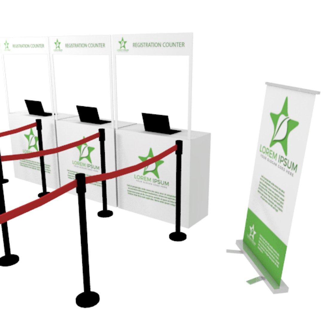 Registration Counter Banner Stand 3D Model - TurboSquid 1416145