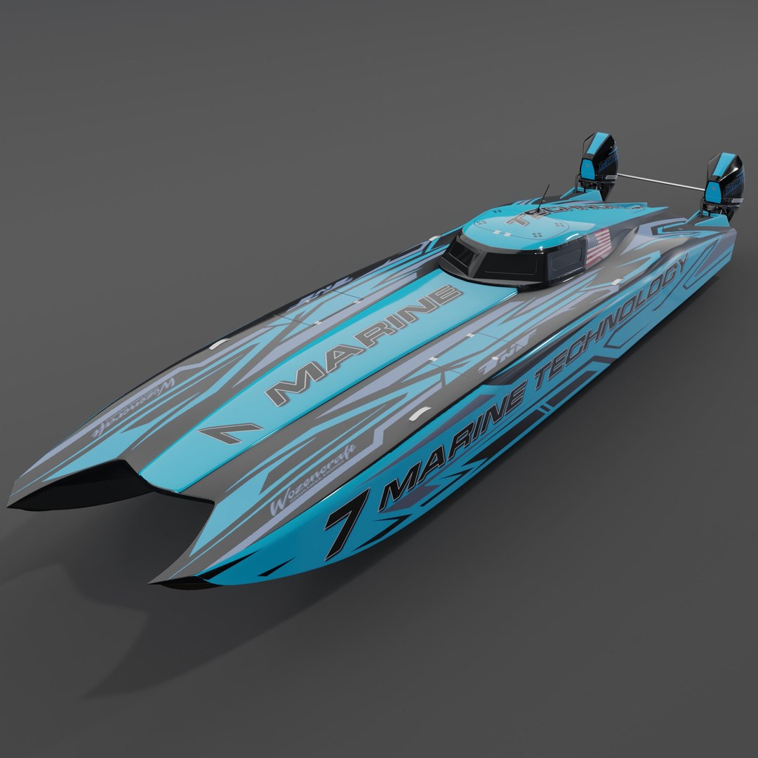 MTI 390XR Marine Technology 3D Model Render Catamaran 3D Model ...