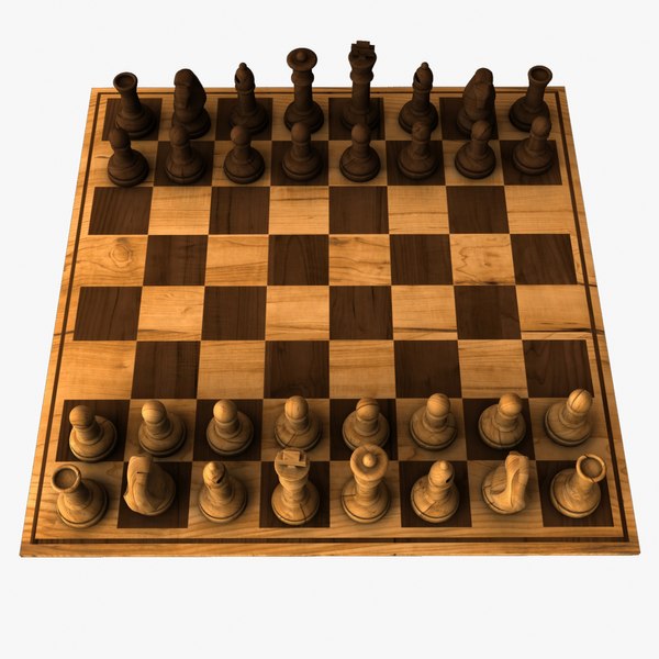 wooden chess set realistic wood obj