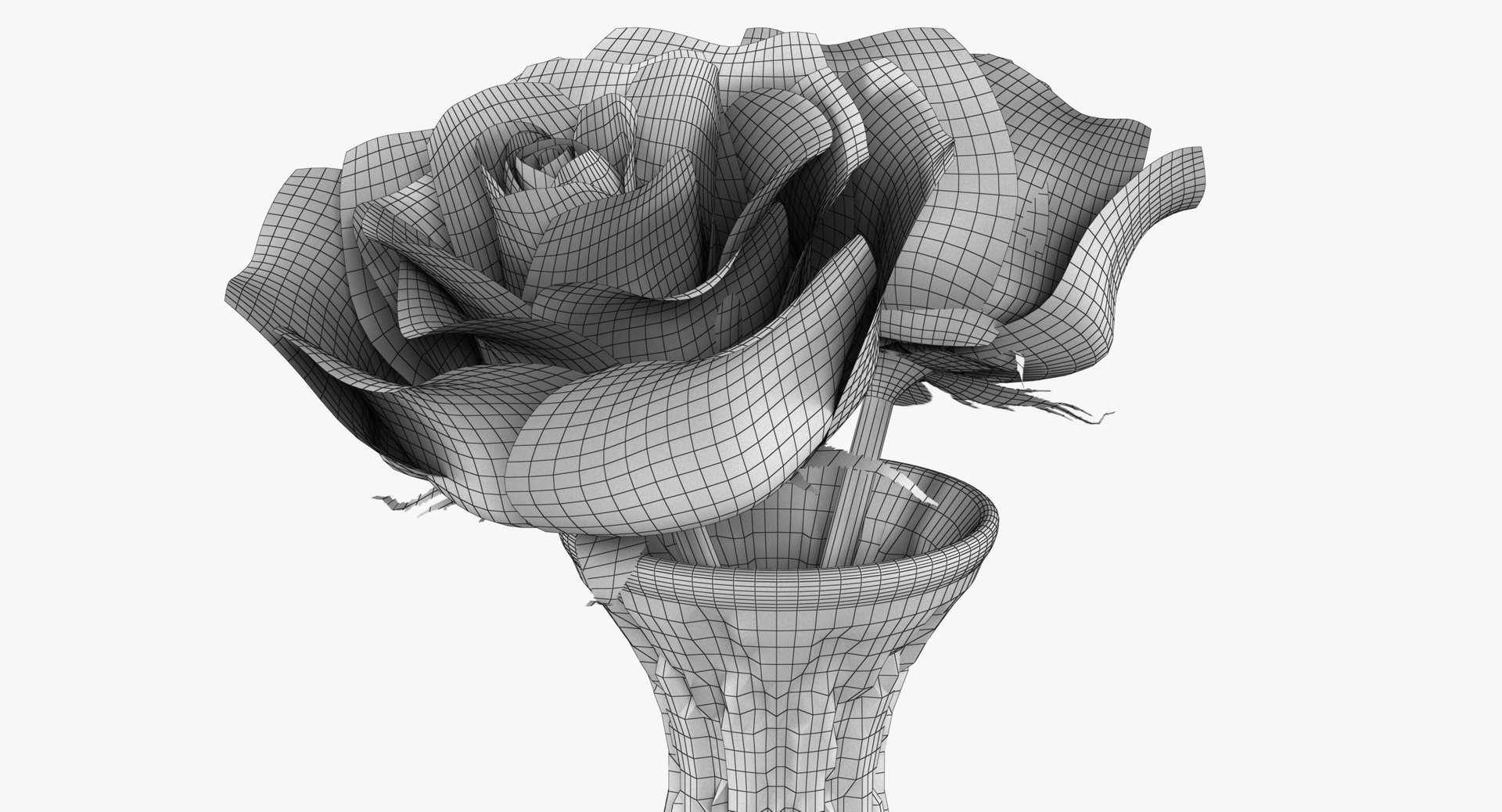 White Roses With Vase 3D Model - TurboSquid 2167996