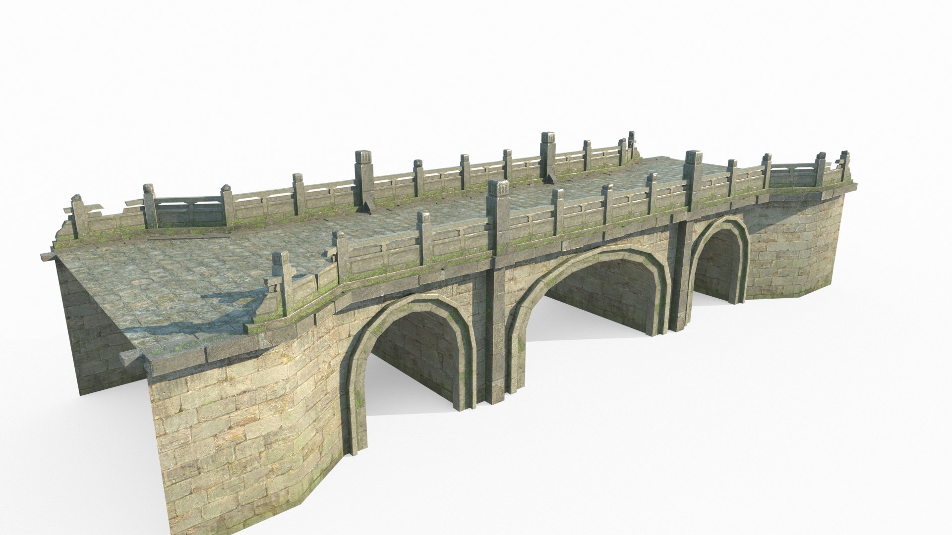 3D Ancient Asian Architecture Stone Bridge - TurboSquid 2087021