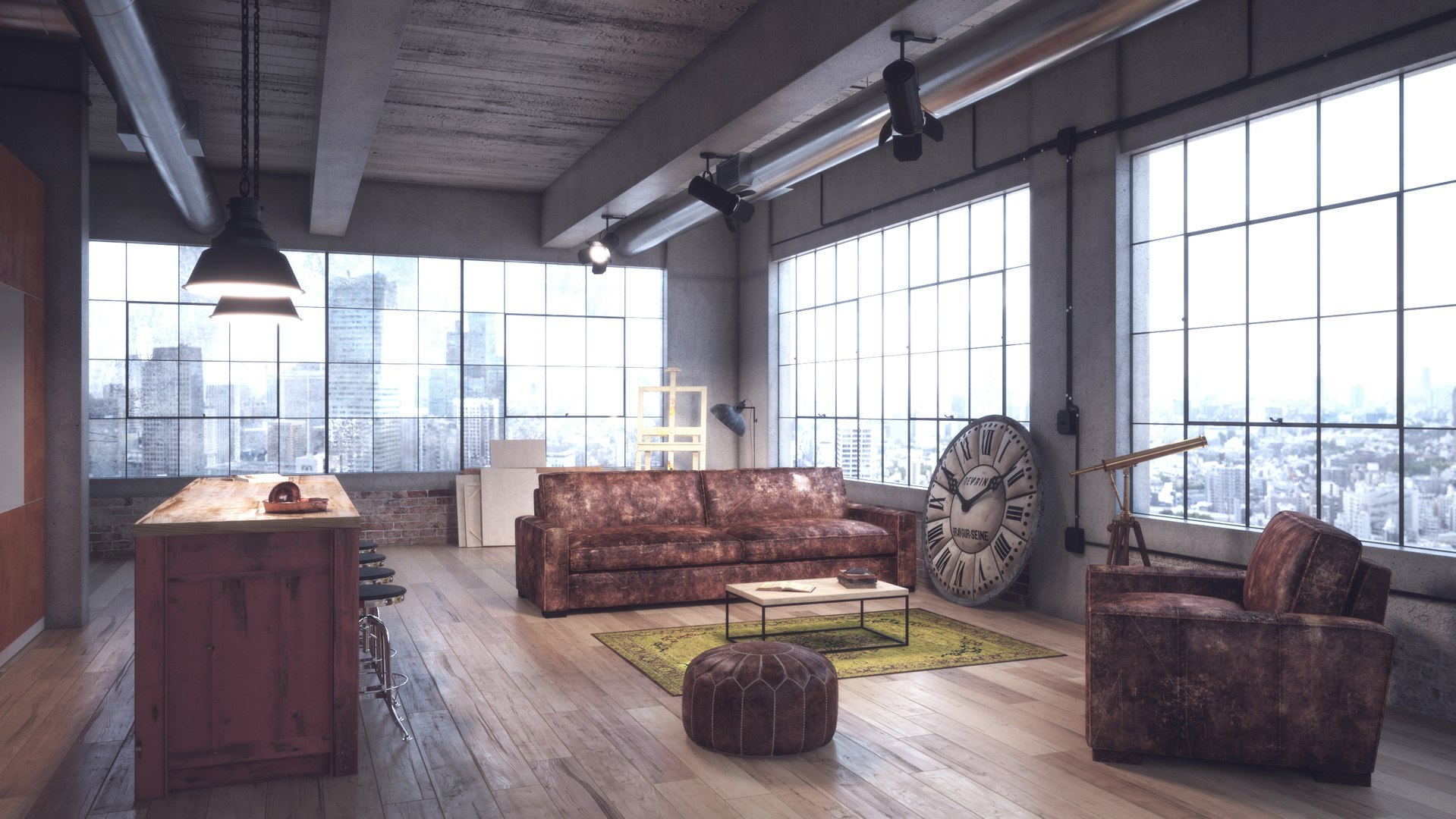 3d Loft Interior Scene Model