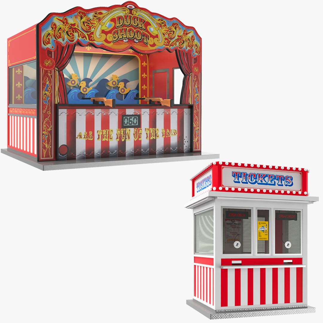 3D Two Detailed Amusement Park Buildings - TurboSquid 2013535