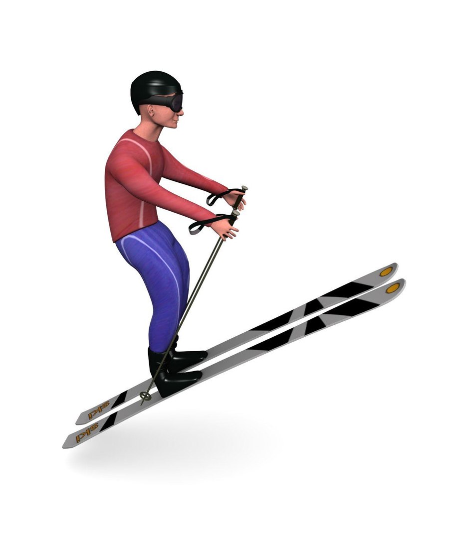 3d Model Skier Polygonal
