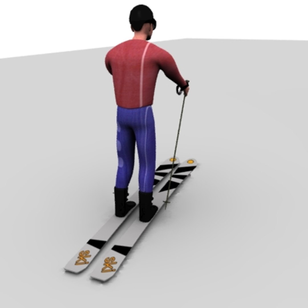 3d Model Skier Polygonal