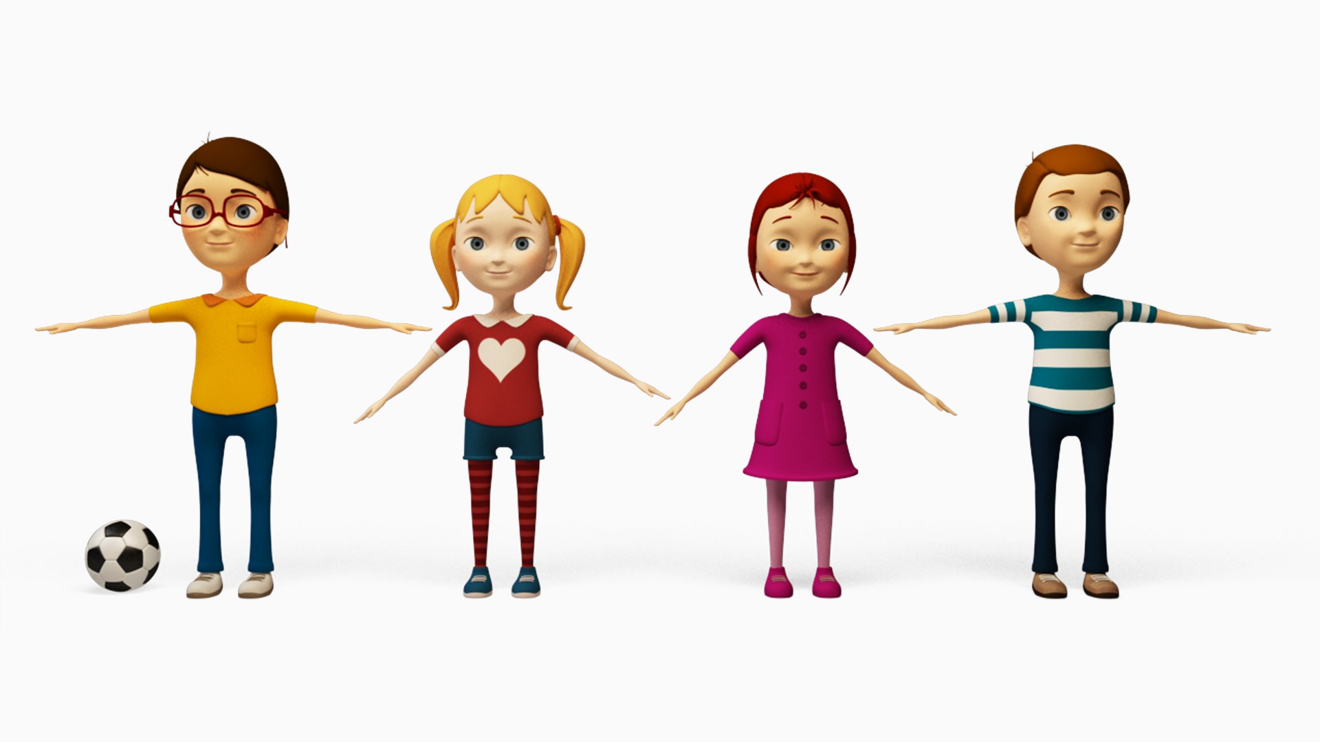 3D cartoon friends kids - - TurboSquid 1252049