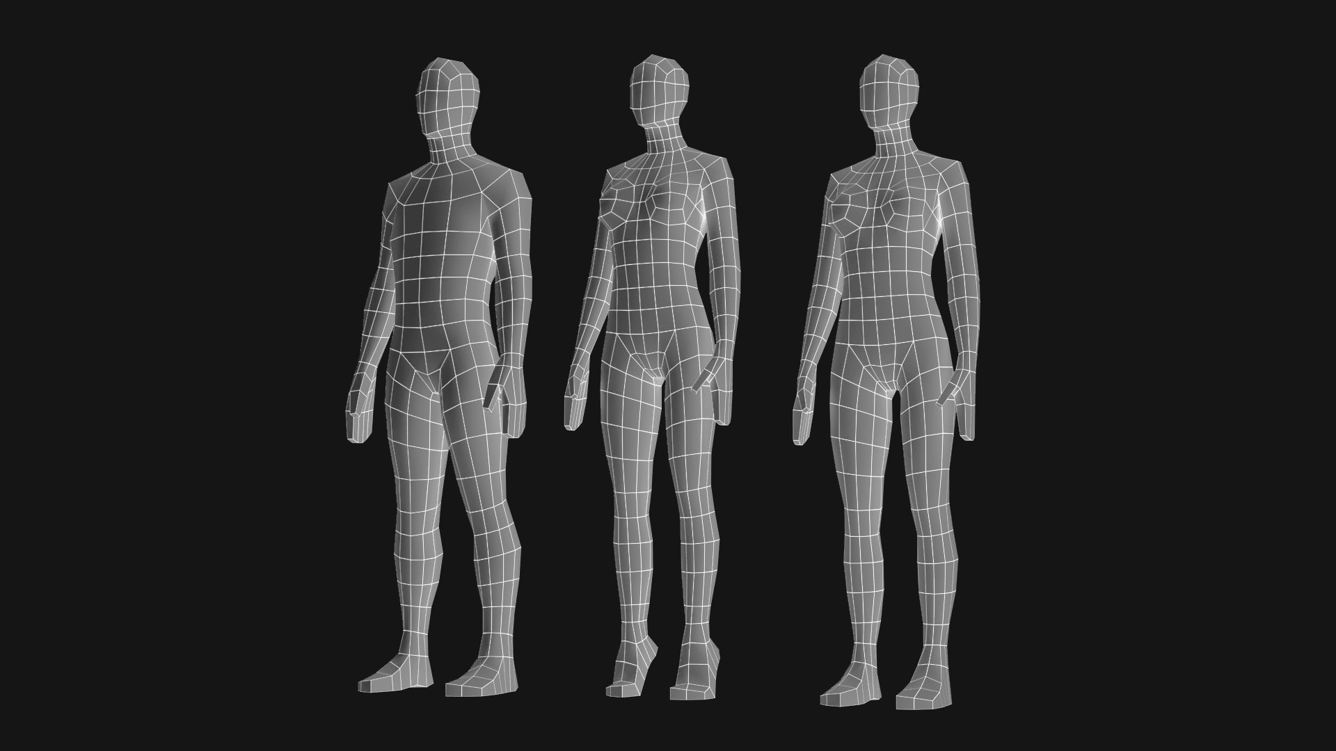 Male And Female Low Poly Base Mesh In Rest Pose 3D Model - TurboSquid 2030318