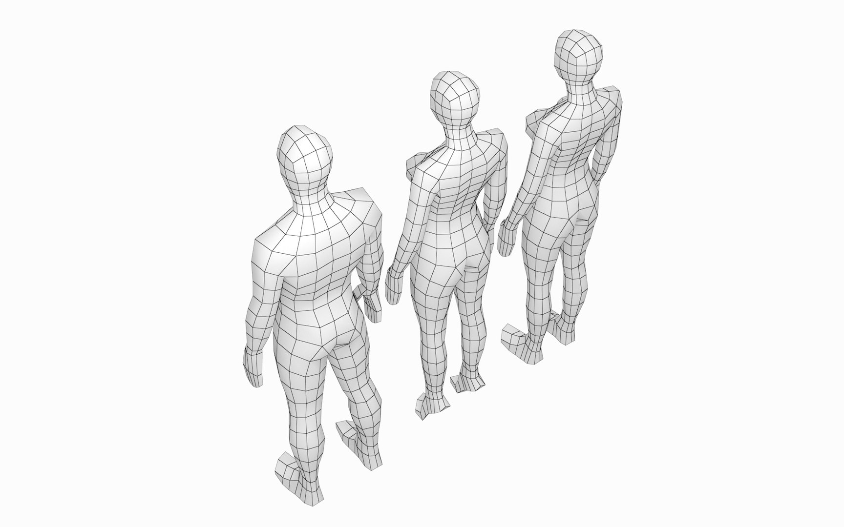 Male And Female Low Poly Base Mesh In Rest Pose 3D Model - TurboSquid 2030318
