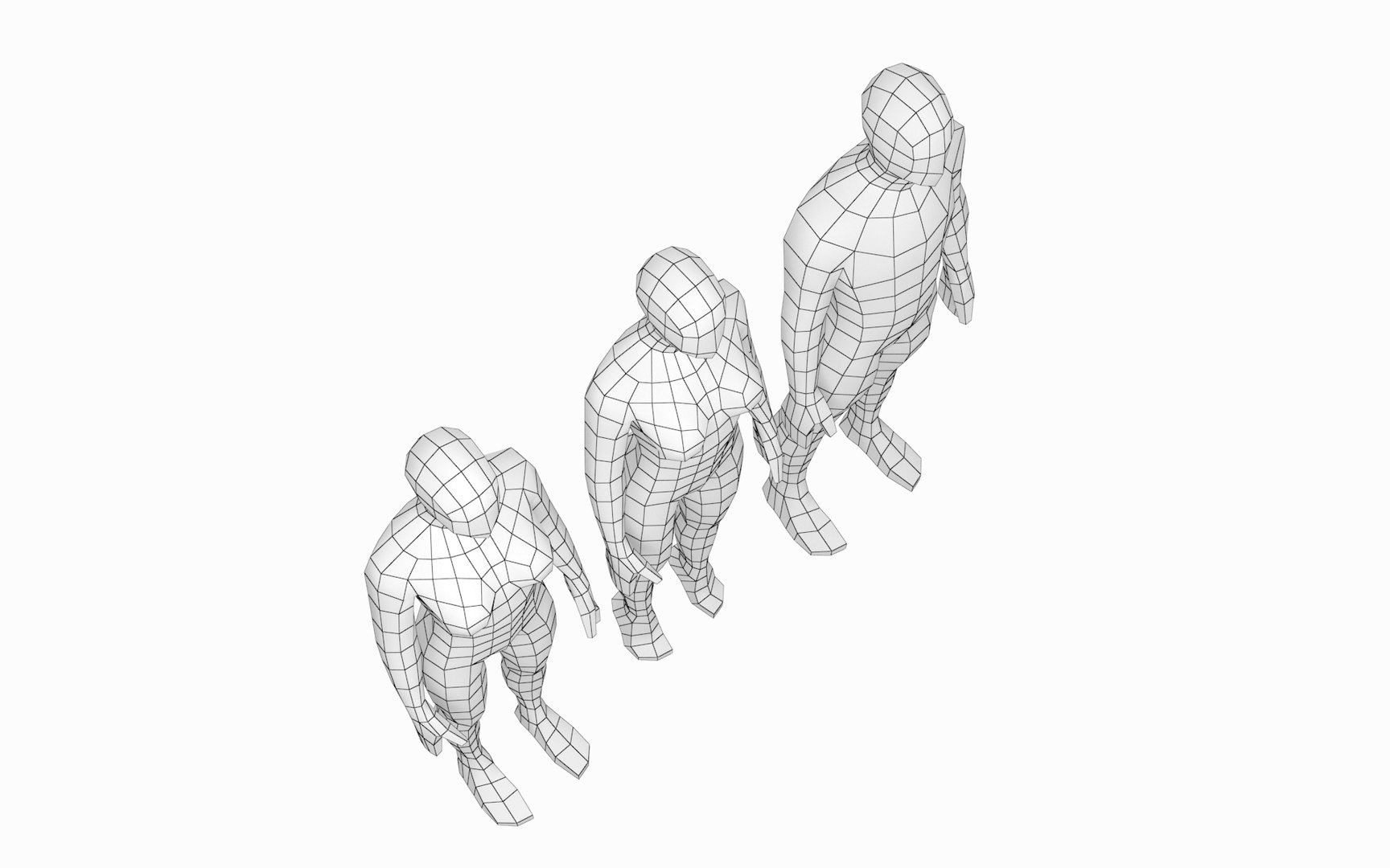 Male And Female Low Poly Base Mesh In Rest Pose 3D Model - TurboSquid 2030318