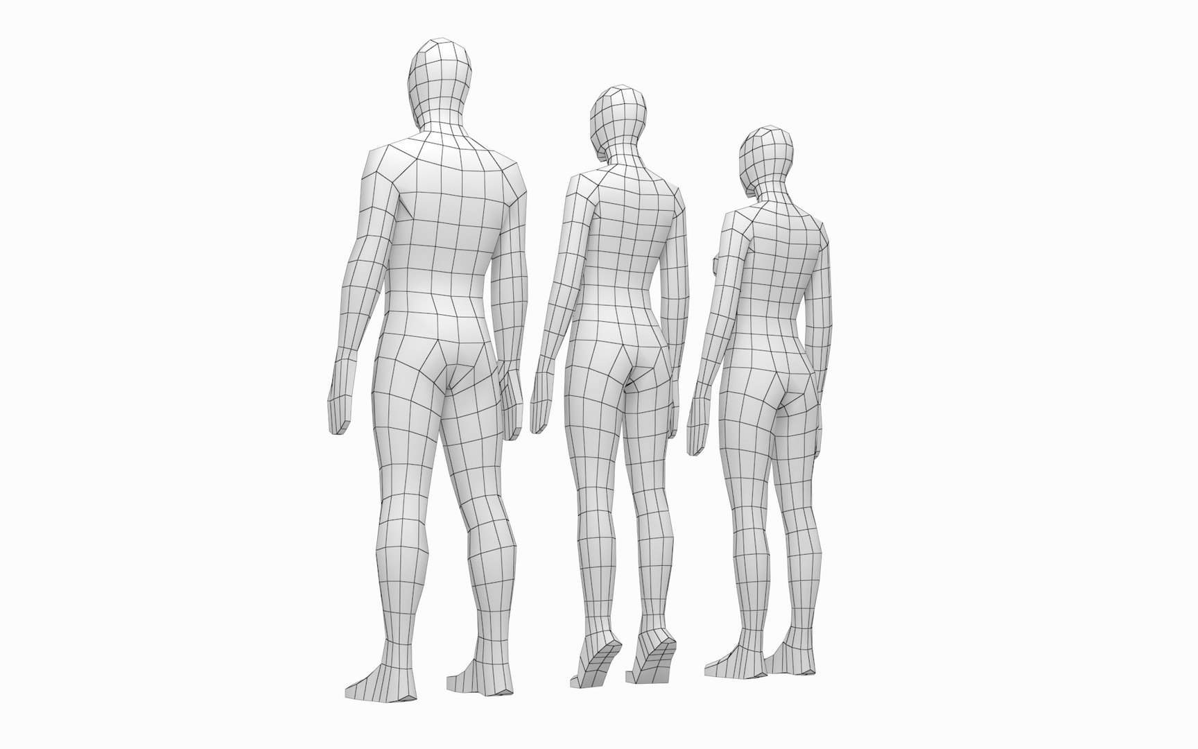 Male And Female Low Poly Base Mesh In Rest Pose 3D Model - TurboSquid ...