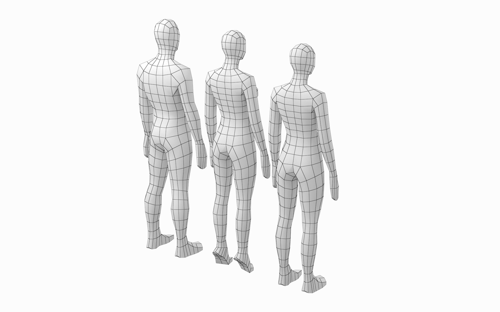Male And Female Low Poly Base Mesh In Rest Pose 3D Model - TurboSquid 2030318