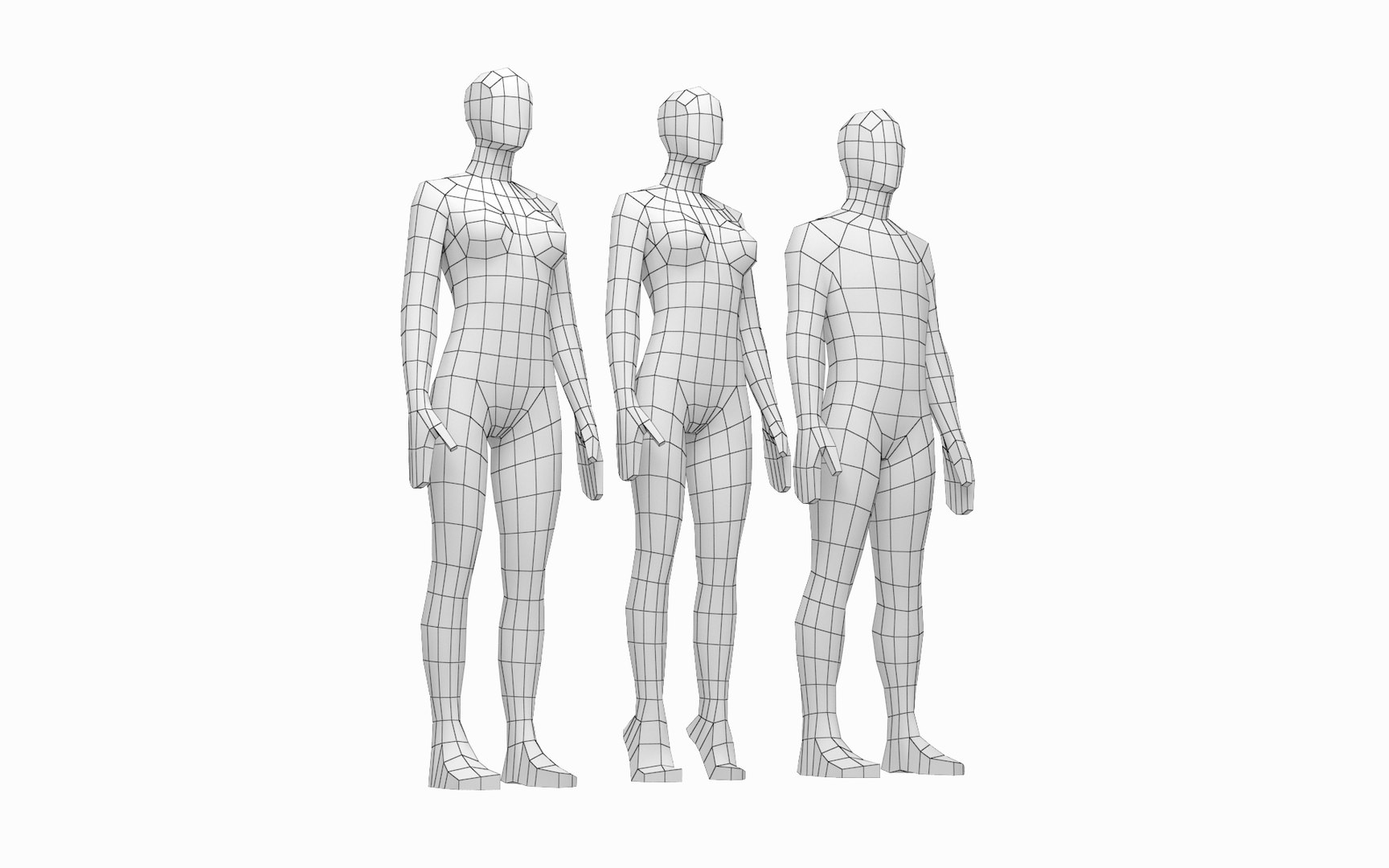 Male And Female Low Poly Base Mesh In Rest Pose 3D Model - TurboSquid 2030318