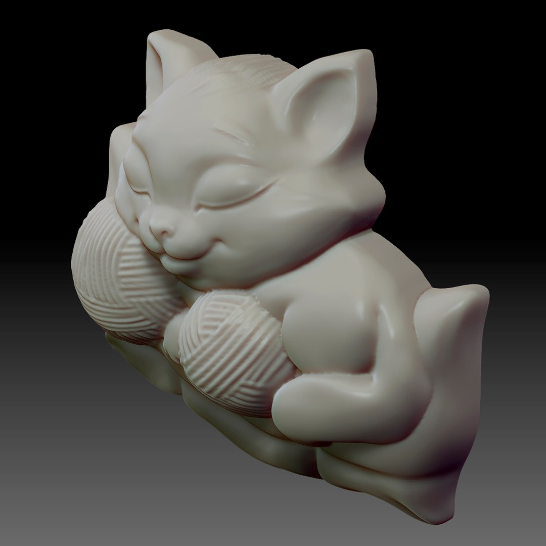 bas-relief kitten 3ds