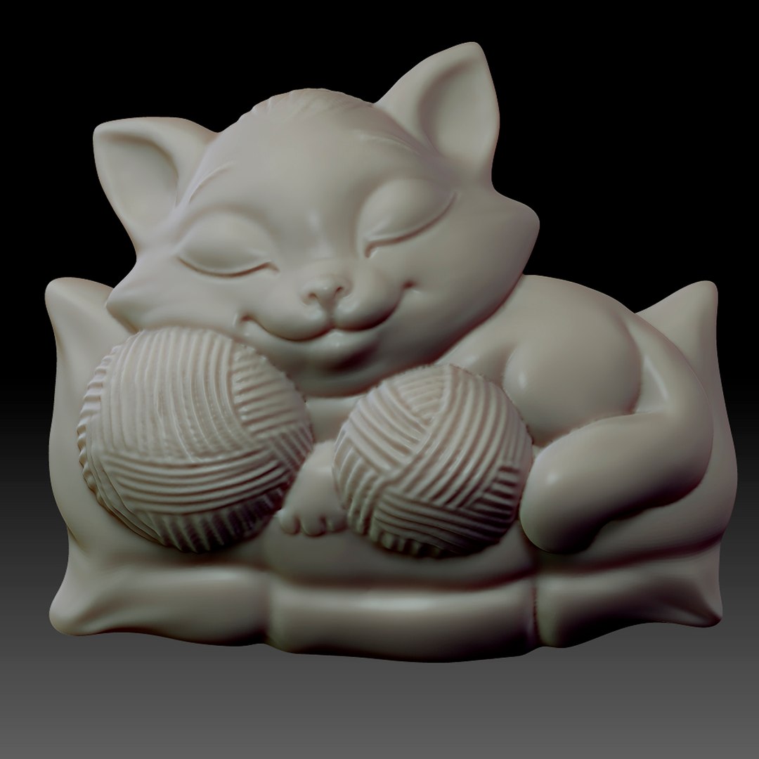 bas-relief kitten 3ds