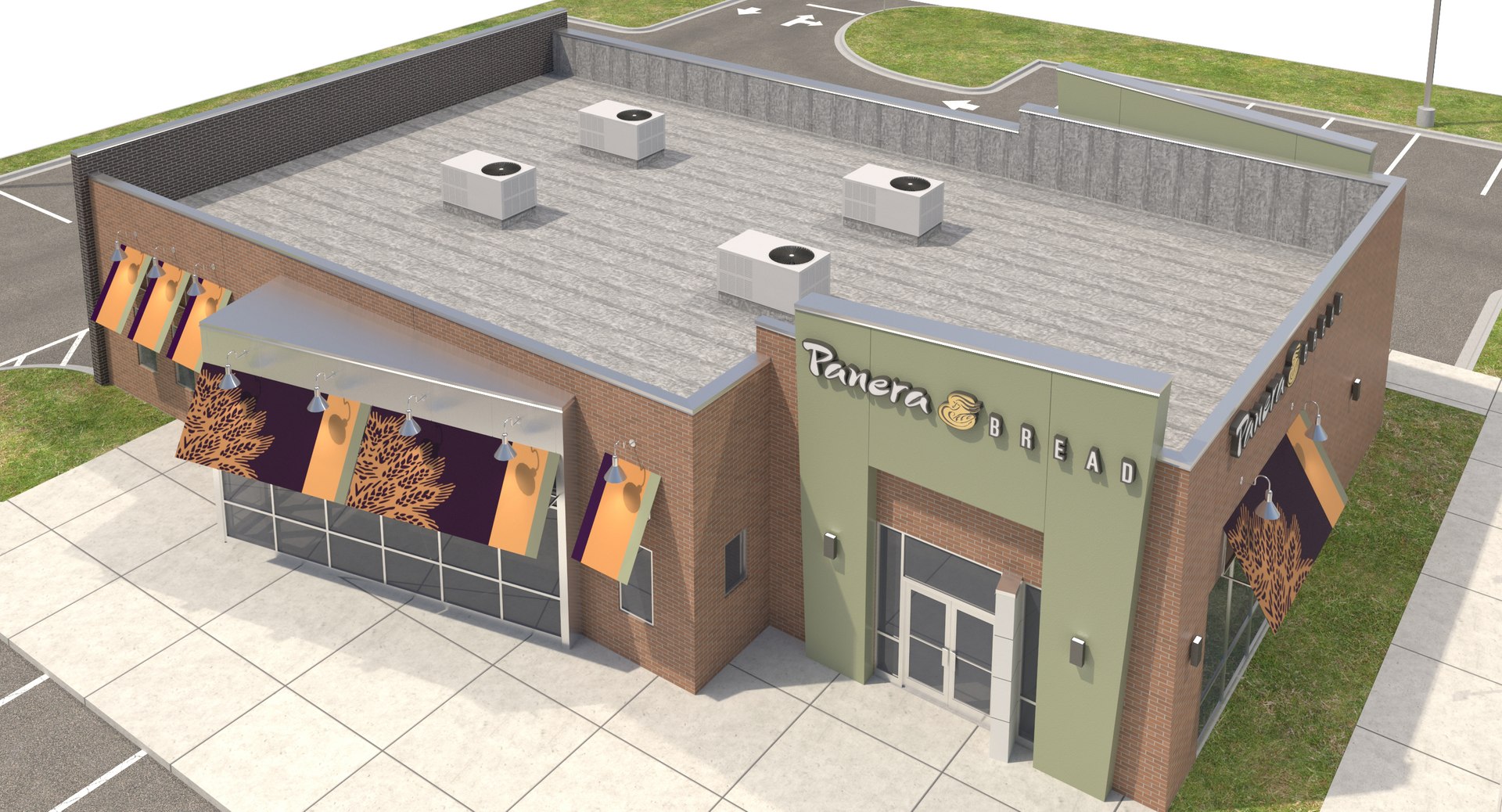 3D exterior panera bread site - TurboSquid 1246839