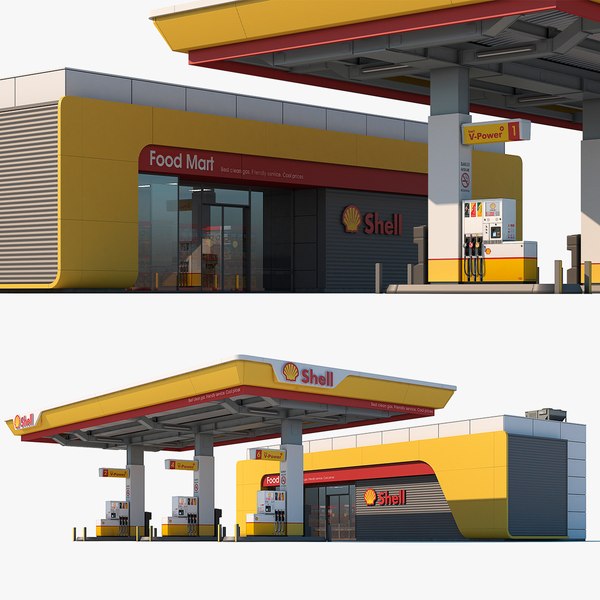 shell gas station 3d model