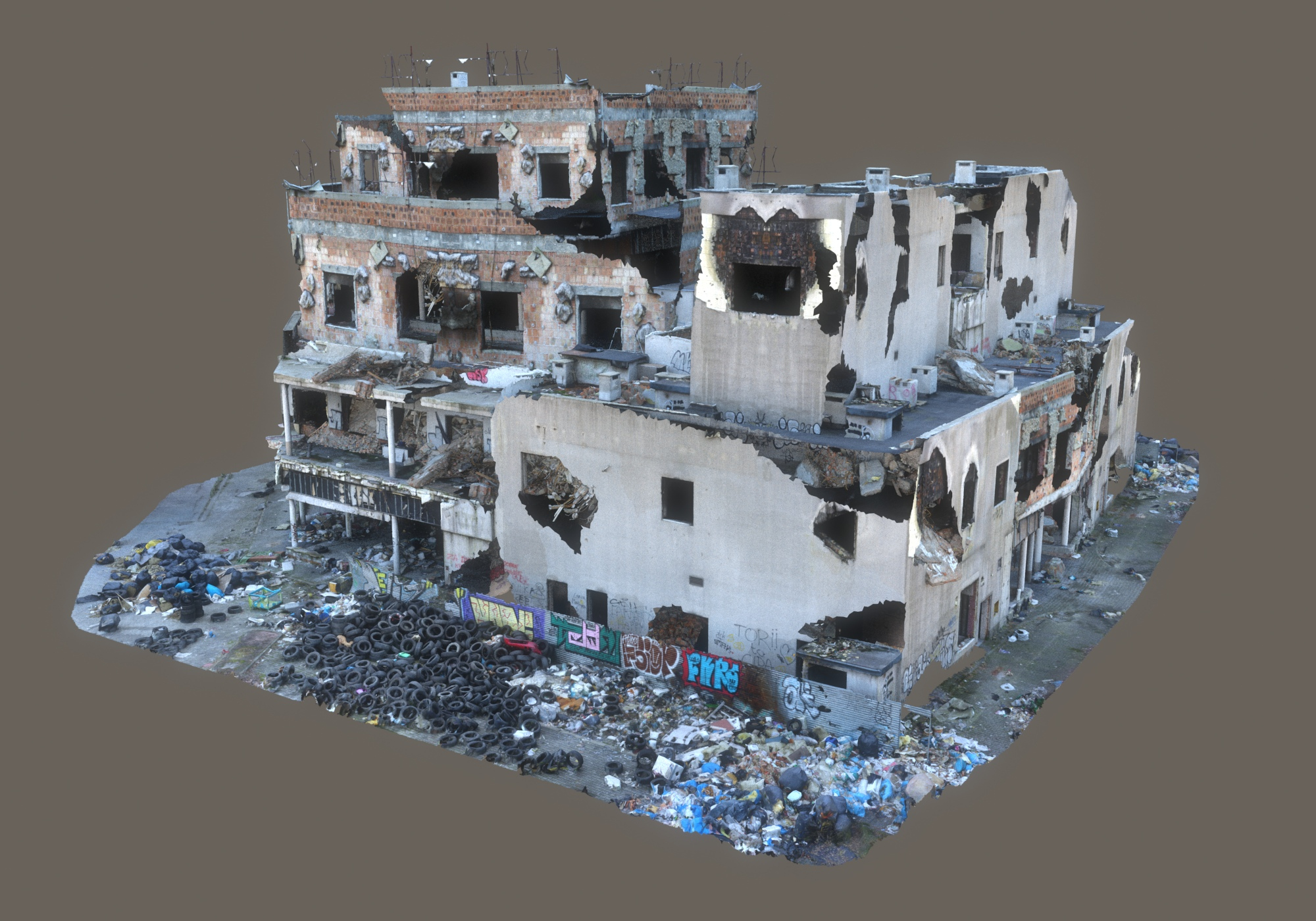 3D abandoned destroyed building mega - TurboSquid 1661378