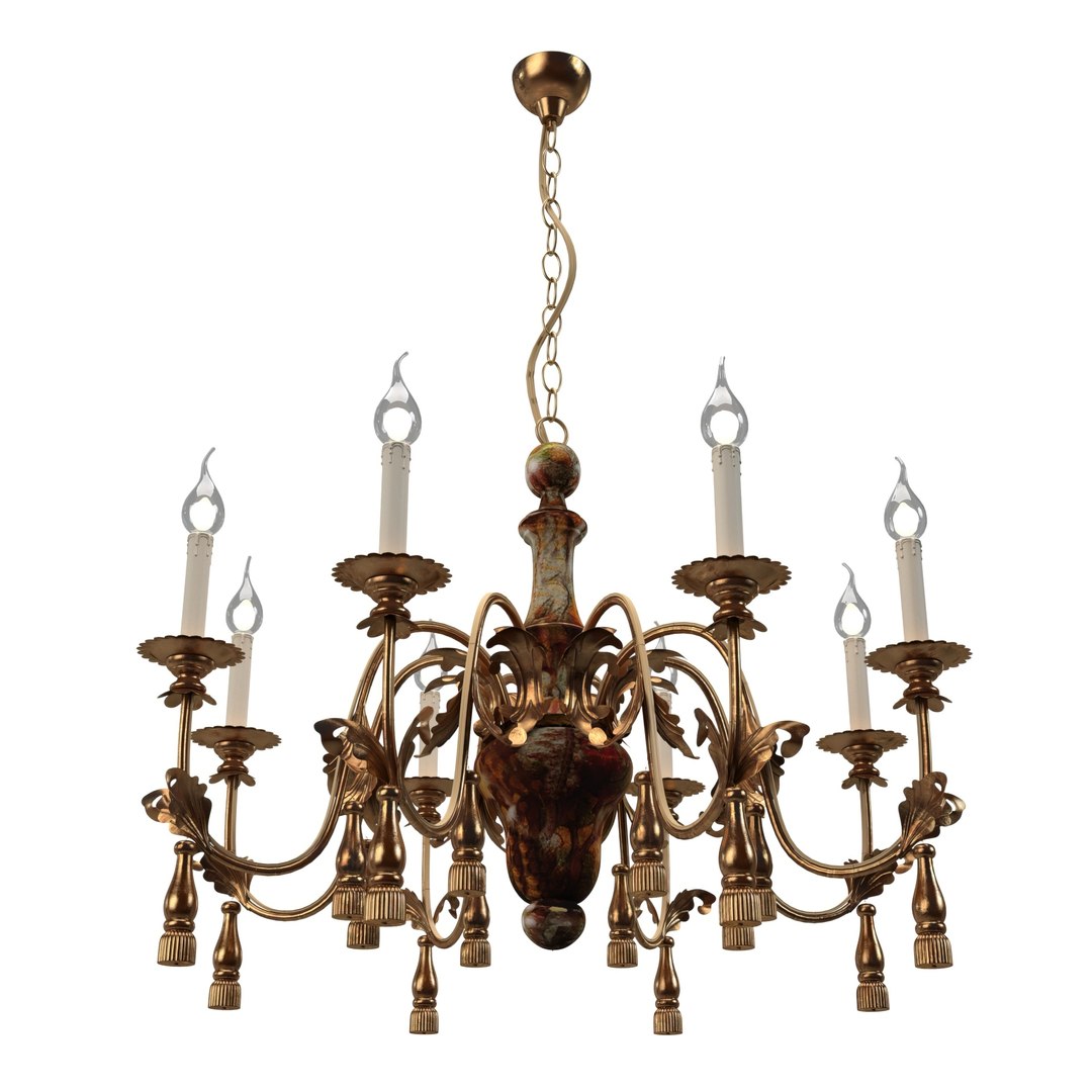 Italian 8 Light Painted Column Chandelier Model - TurboSquid 2236720