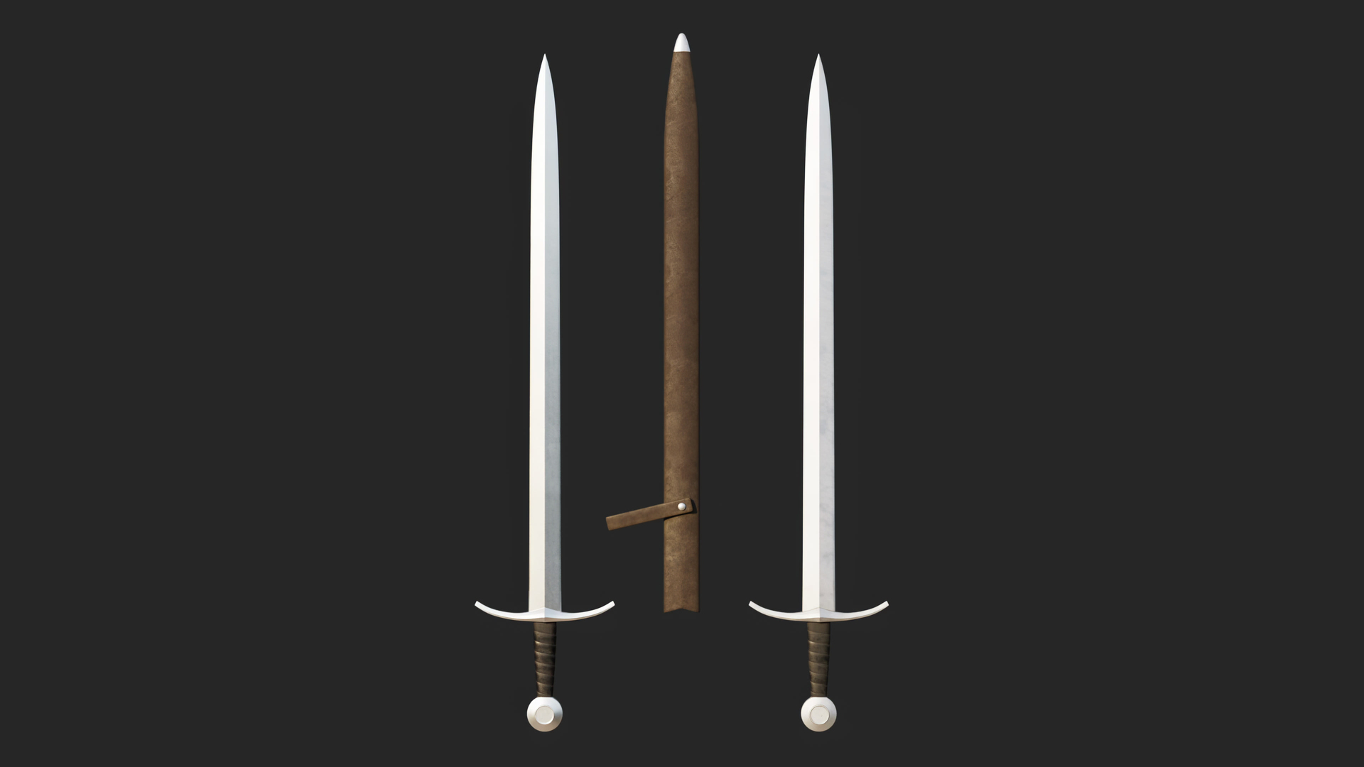 Medieval Sword 04 Low Poly Plus Old Texture And Sheath 3D Model ...