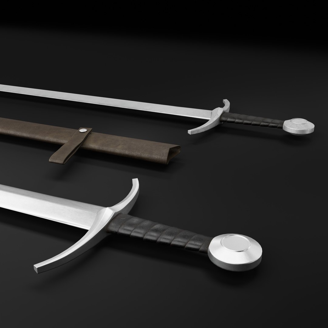 Medieval Sword 04 Low Poly Plus Old Texture And Sheath 3D Model ...