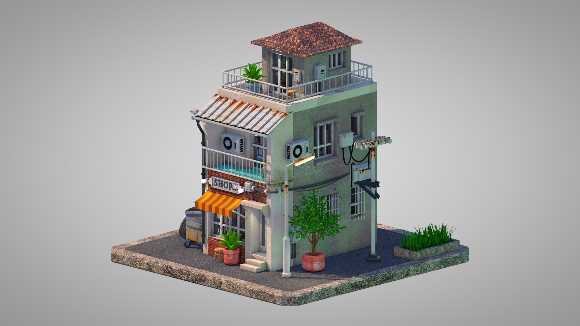 Old Cartoon Building 03 3D Model - TurboSquid 2193482