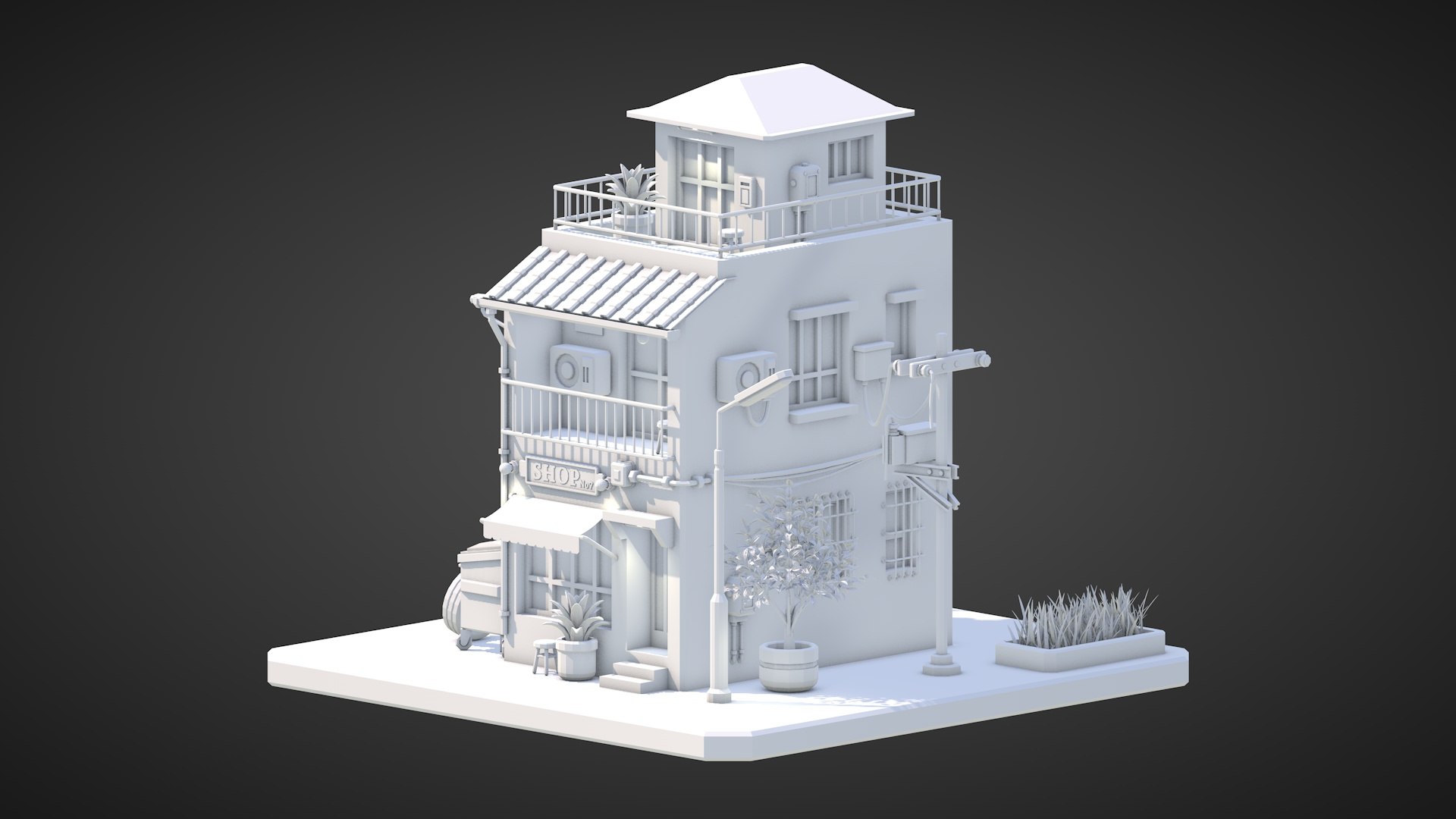 Old Cartoon Building 03 3D Model - TurboSquid 2193482