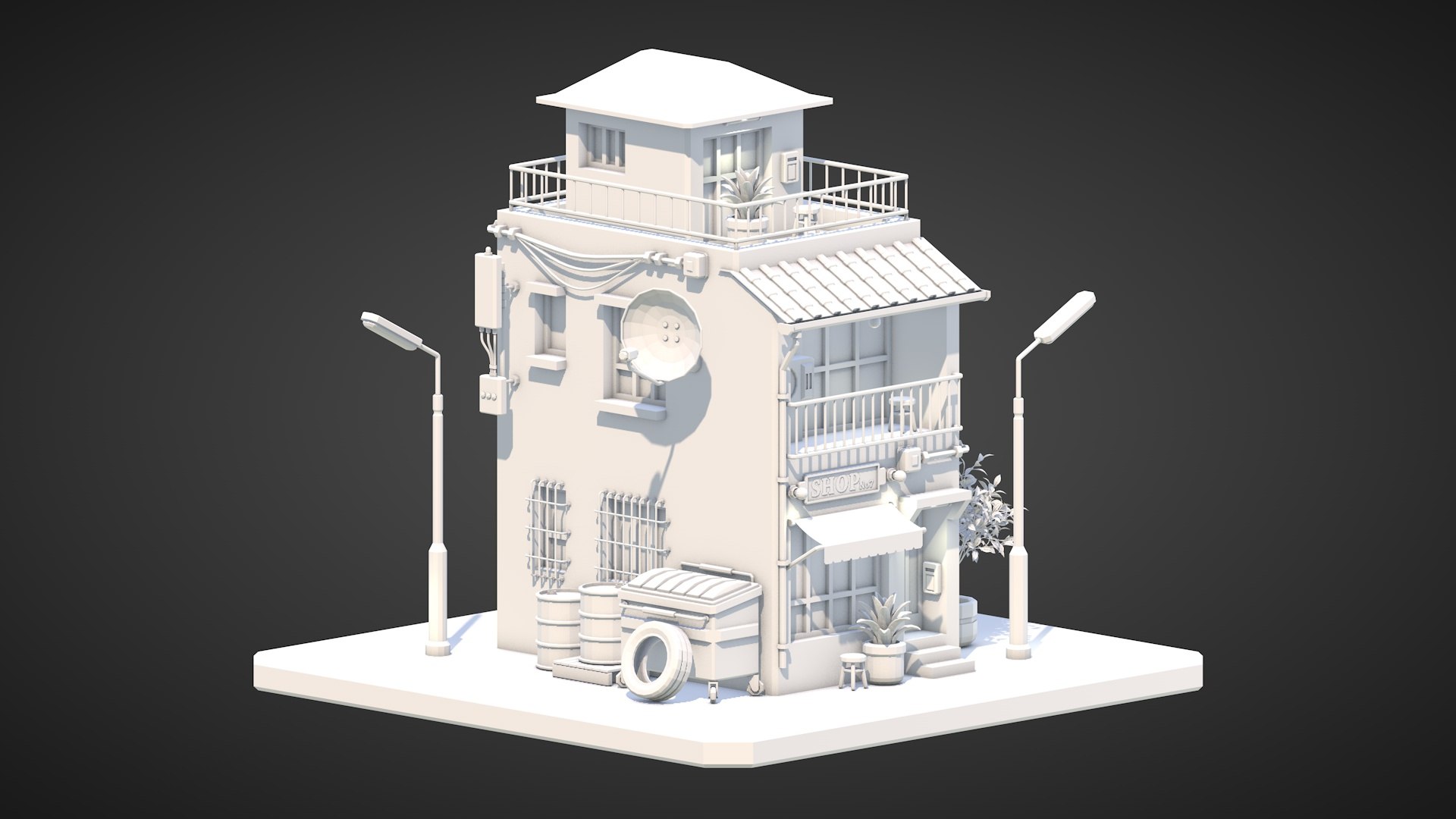 Old Cartoon Building 03 3D Model - TurboSquid 2193482