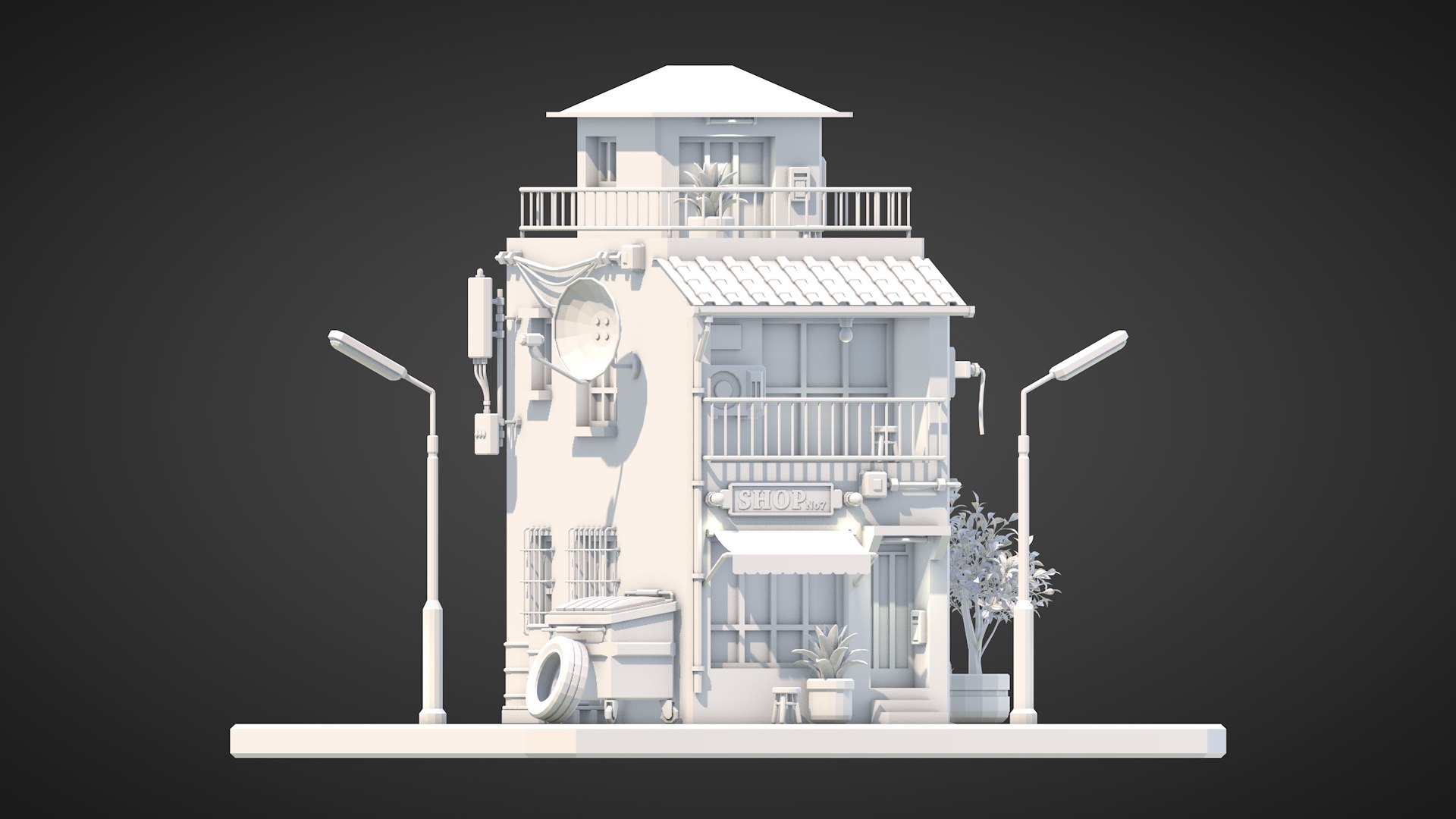 Old Cartoon Building 03 3D Model - TurboSquid 2193482