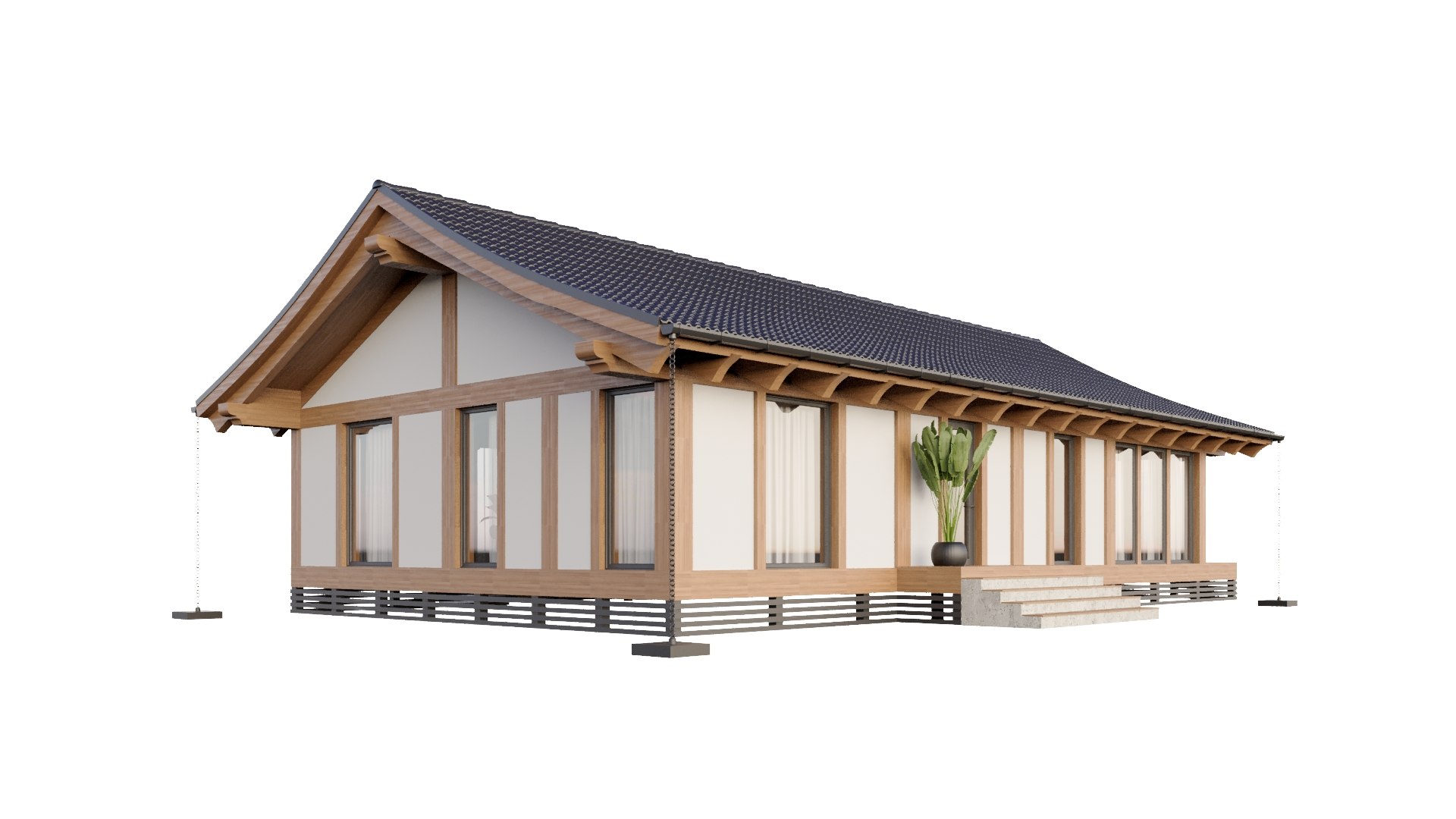 Asian Style Cottage House 1 3D Model - TurboSquid 2055552