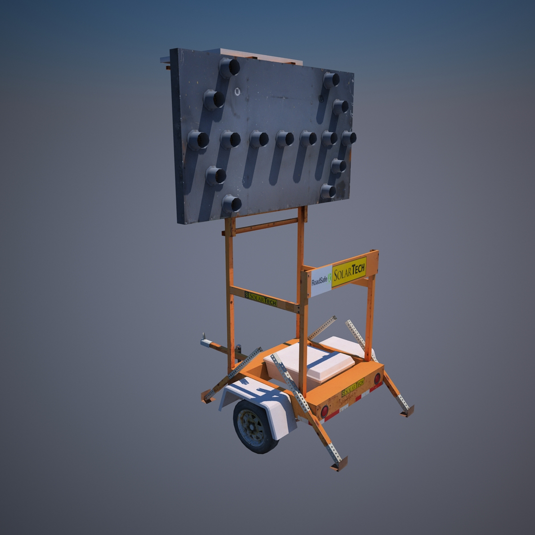 3ds max street construction sign