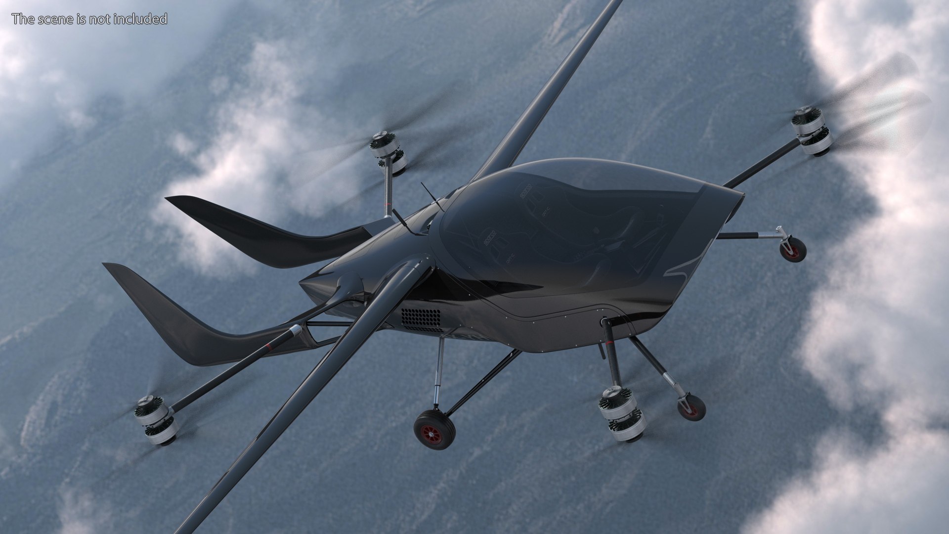 3D Air One Two Person EVTOL Air Vehicle Black - TurboSquid 1995206