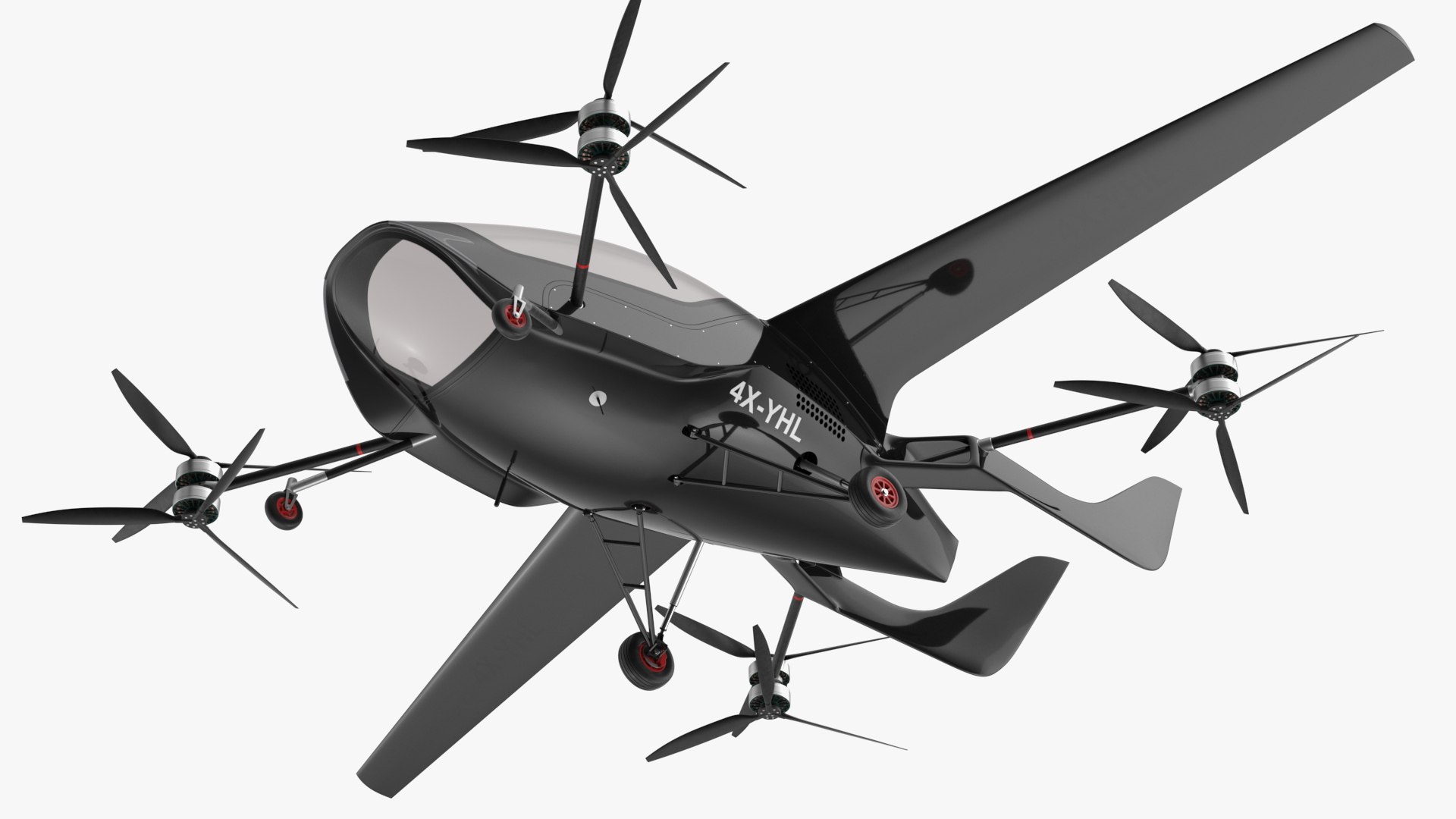 3D Air One Two Person eVTOL Air Vehicle Black - TurboSquid 1995206