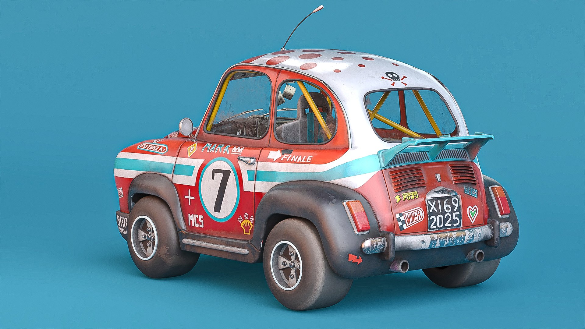 3D Model Super Fury Cartoon Rally Lowpoly Car - TurboSquid 2346394