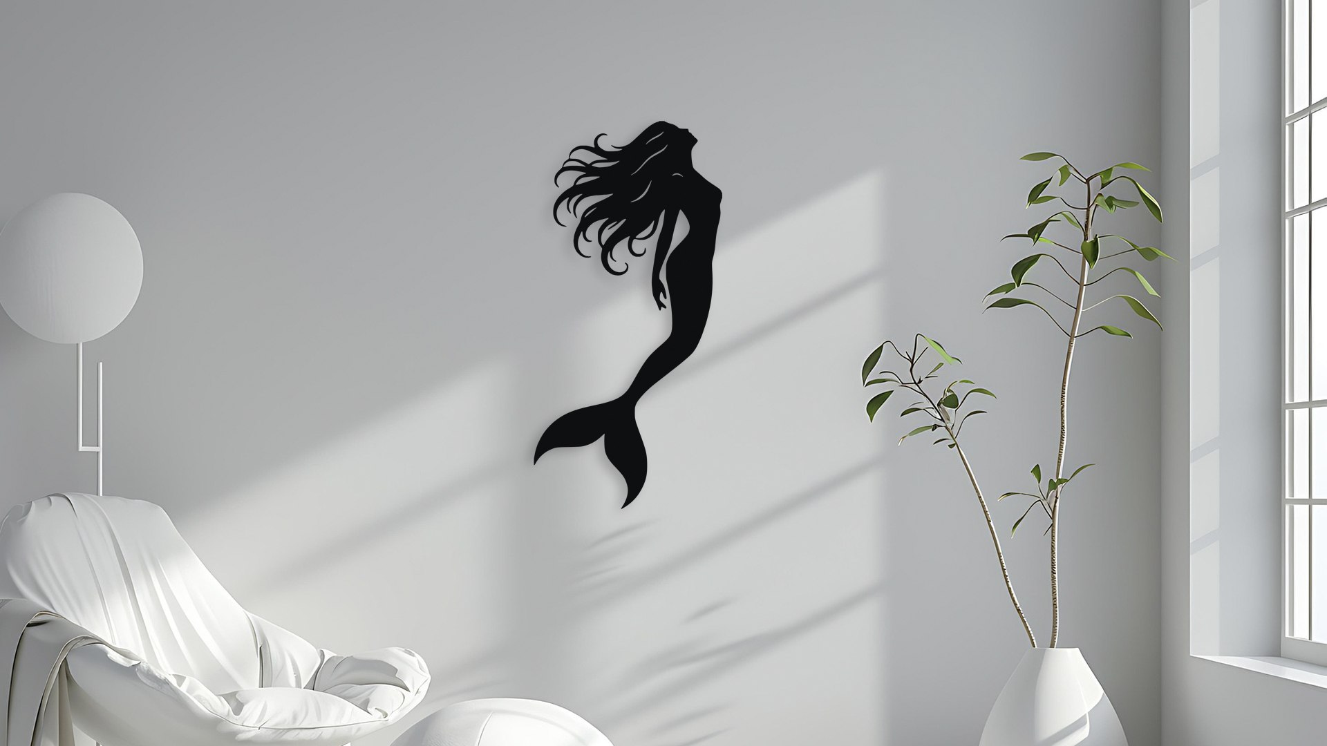 3D Graceful Mermaid Wall Decor Silhouette - TurboSquid 2490933