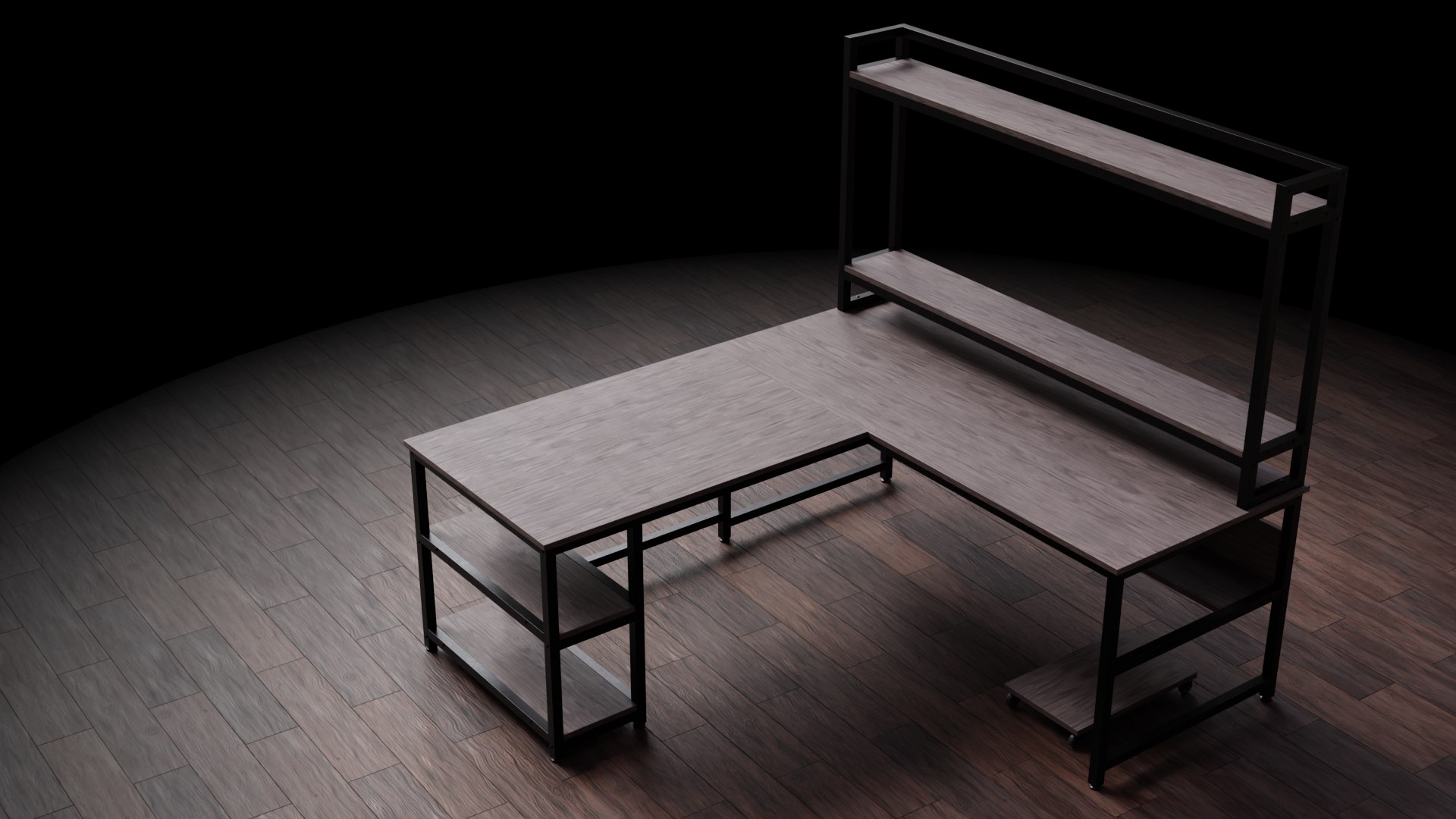 L Shaped Desk With Shelf In Color Variations 3D - TurboSquid 2060584