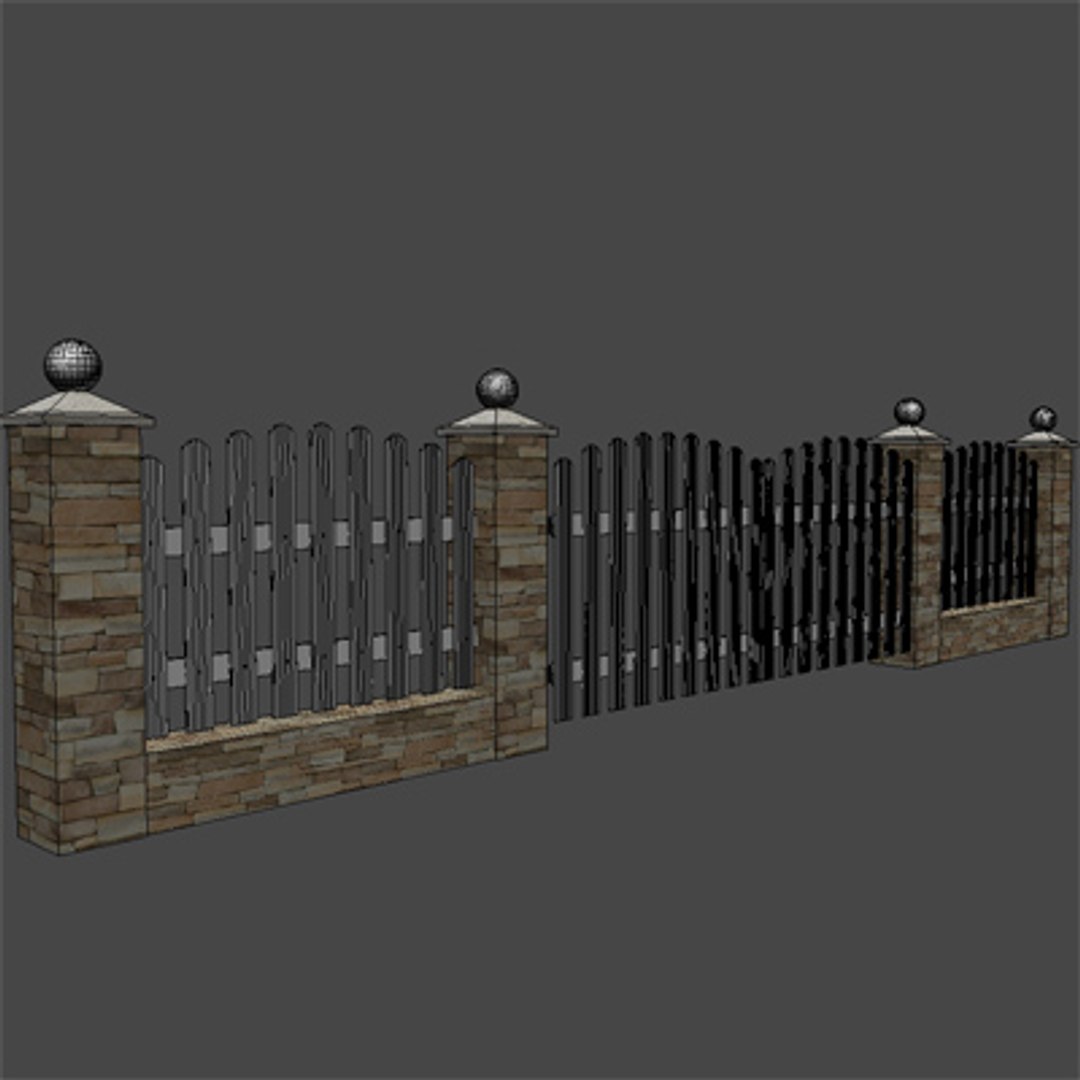 Stone Fence 3d Model