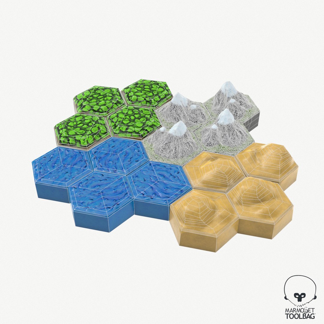 Board Hex Tiles 3D Model - TurboSquid 1288902