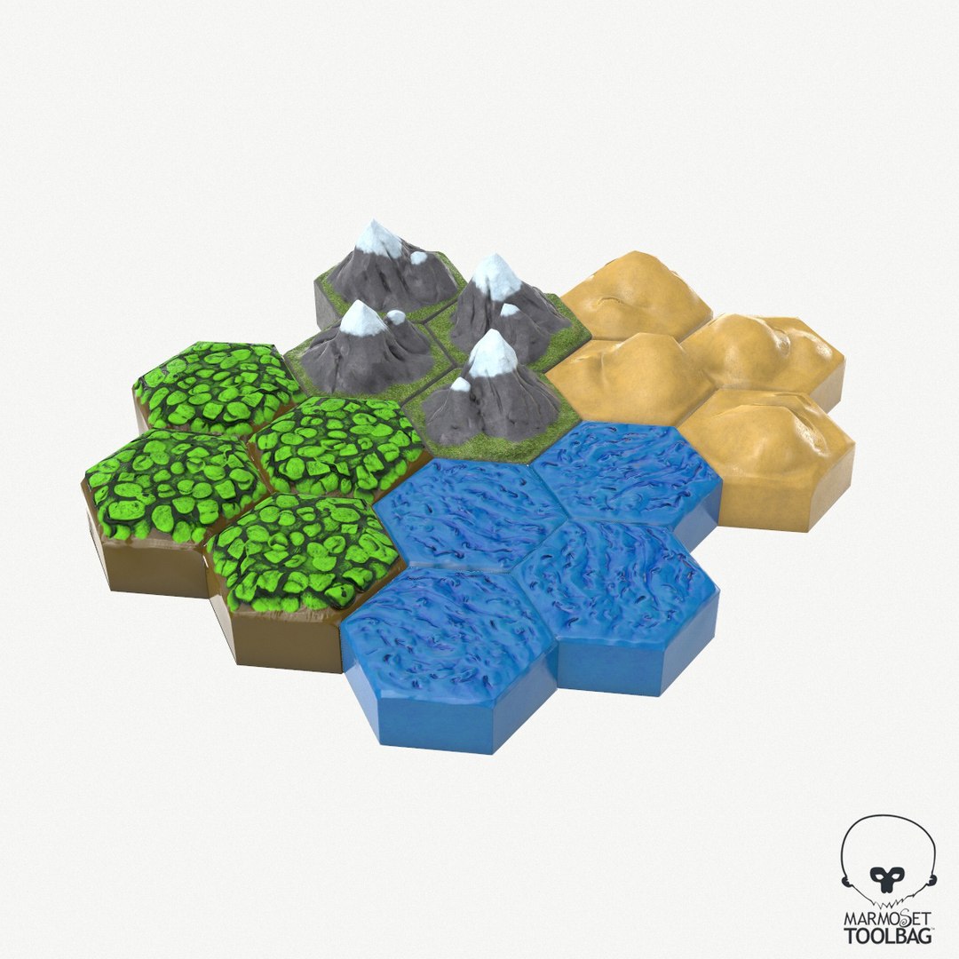 Board Hex Tiles 3D Model - TurboSquid 1288902