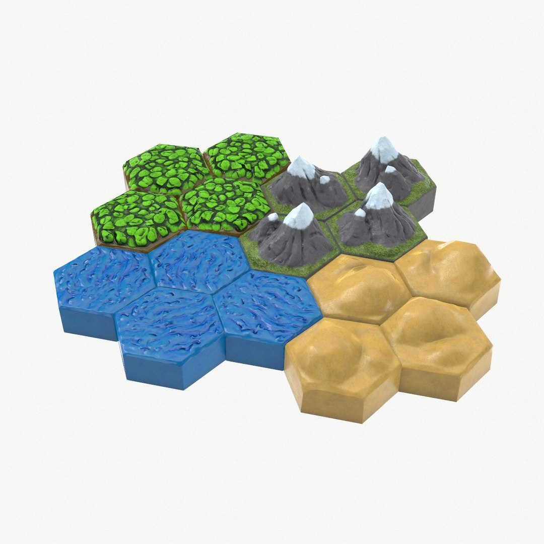 Board Hex Tiles 3D Model - TurboSquid 1288902