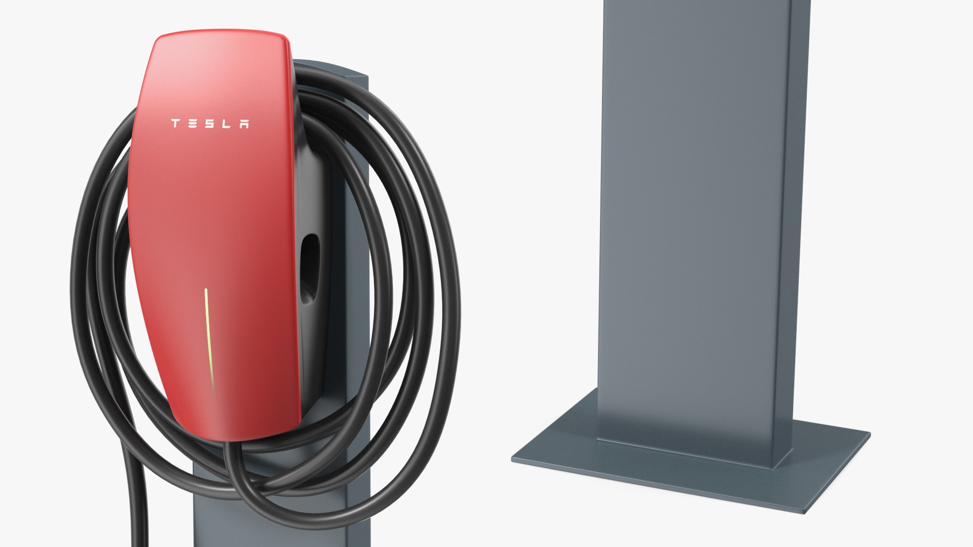 3D Red Wall Connector Charger Tesla On Pedestal - TurboSquid 2157513