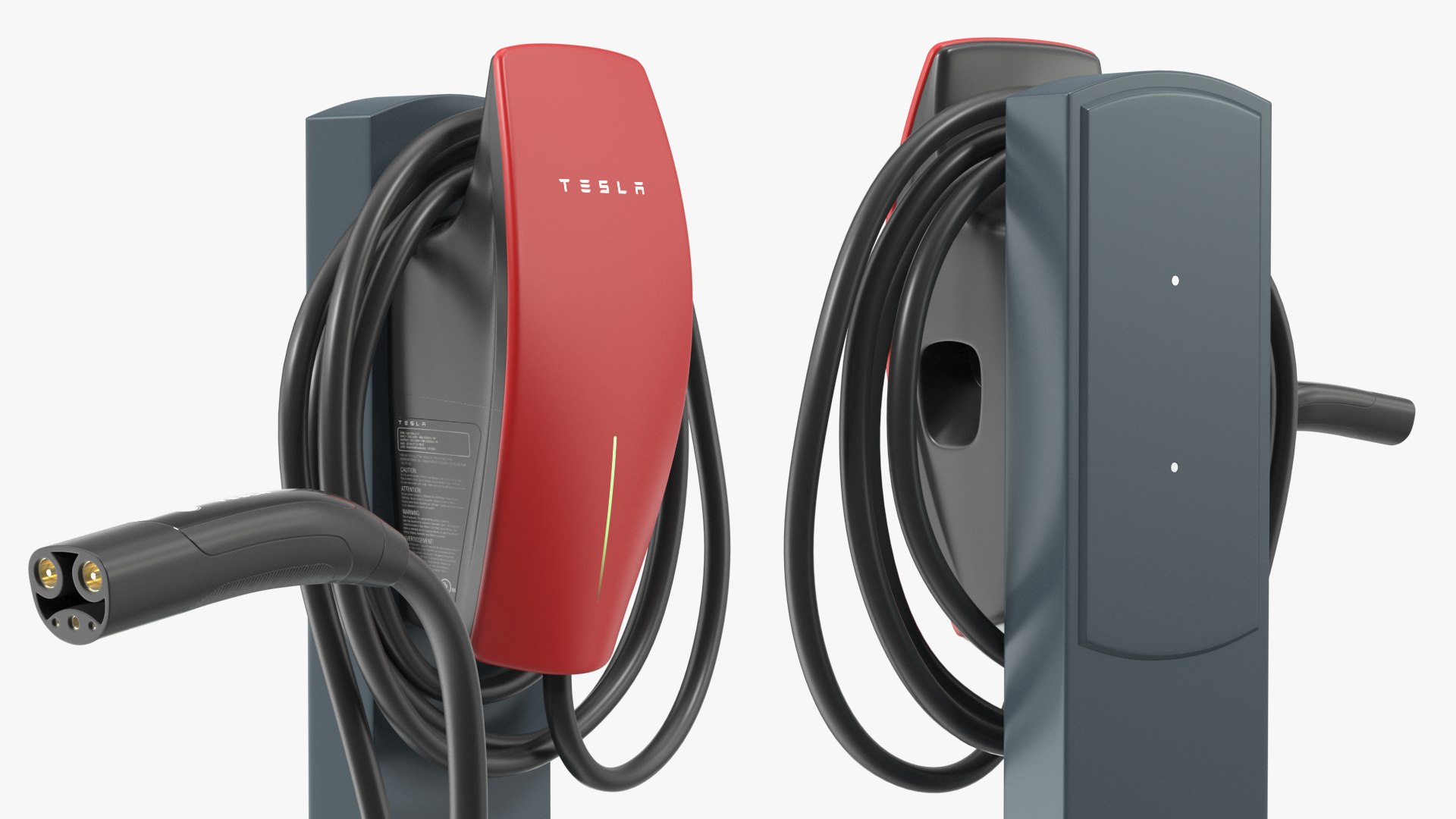 3D Red Wall Connector Charger Tesla On Pedestal - TurboSquid 2157513