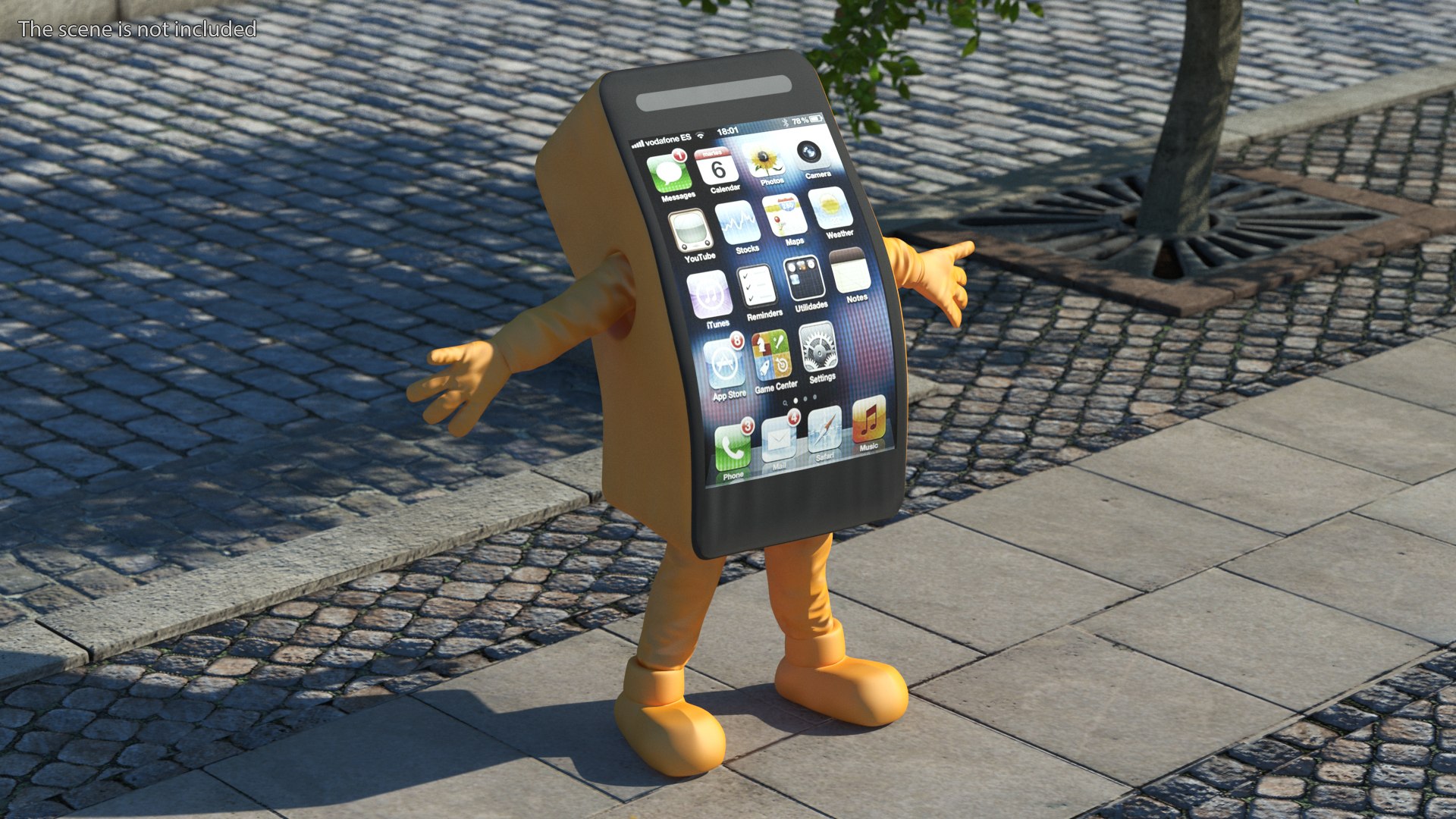 Orange Mobile Phone Mascot Happy Pose 3D Model - TurboSquid 2060349