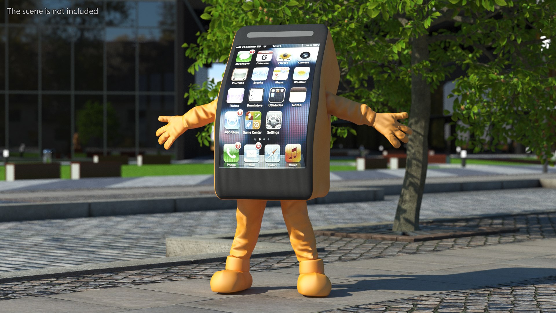 Orange Mobile Phone Mascot Happy Pose 3D Model - TurboSquid 2060349
