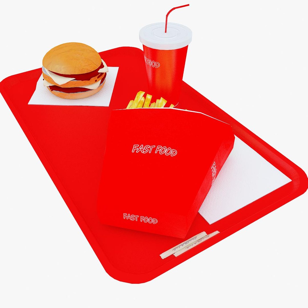fastfood tray 3d obj