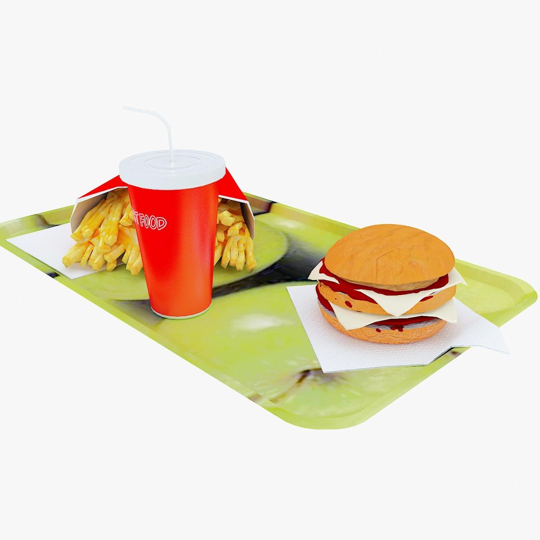 fastfood tray 3d obj