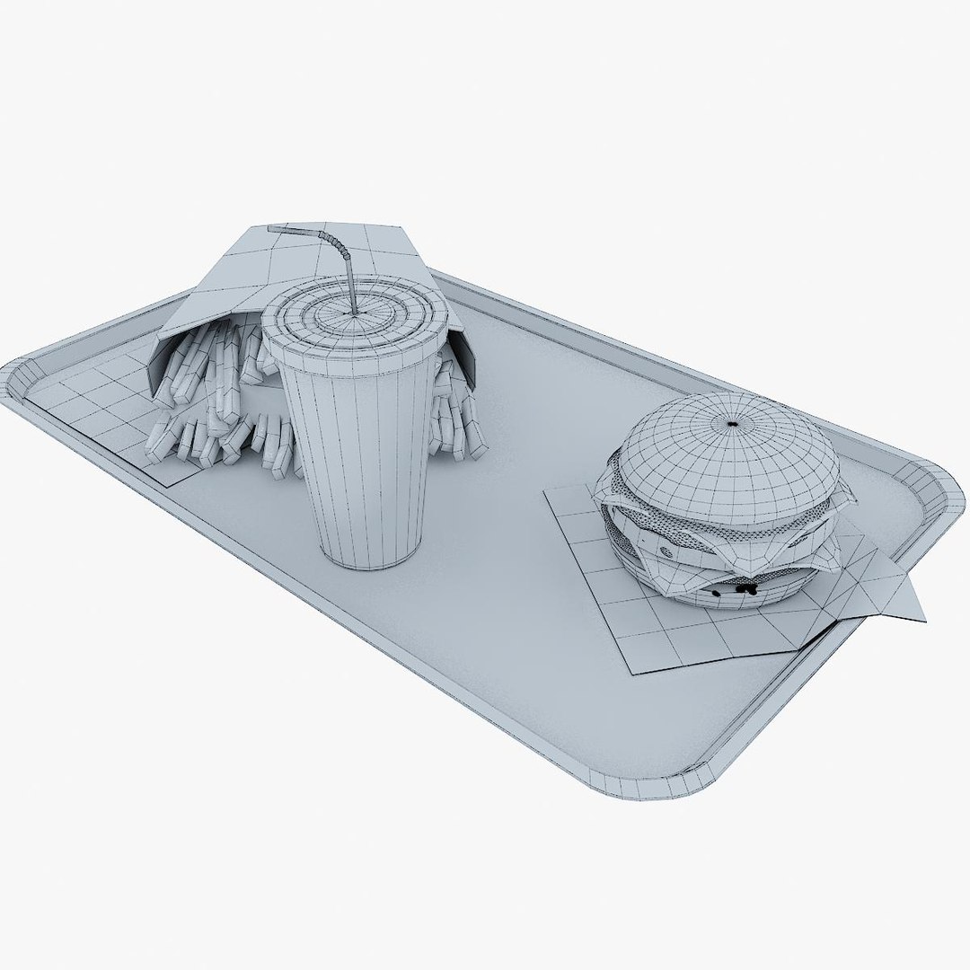 fastfood tray 3d obj